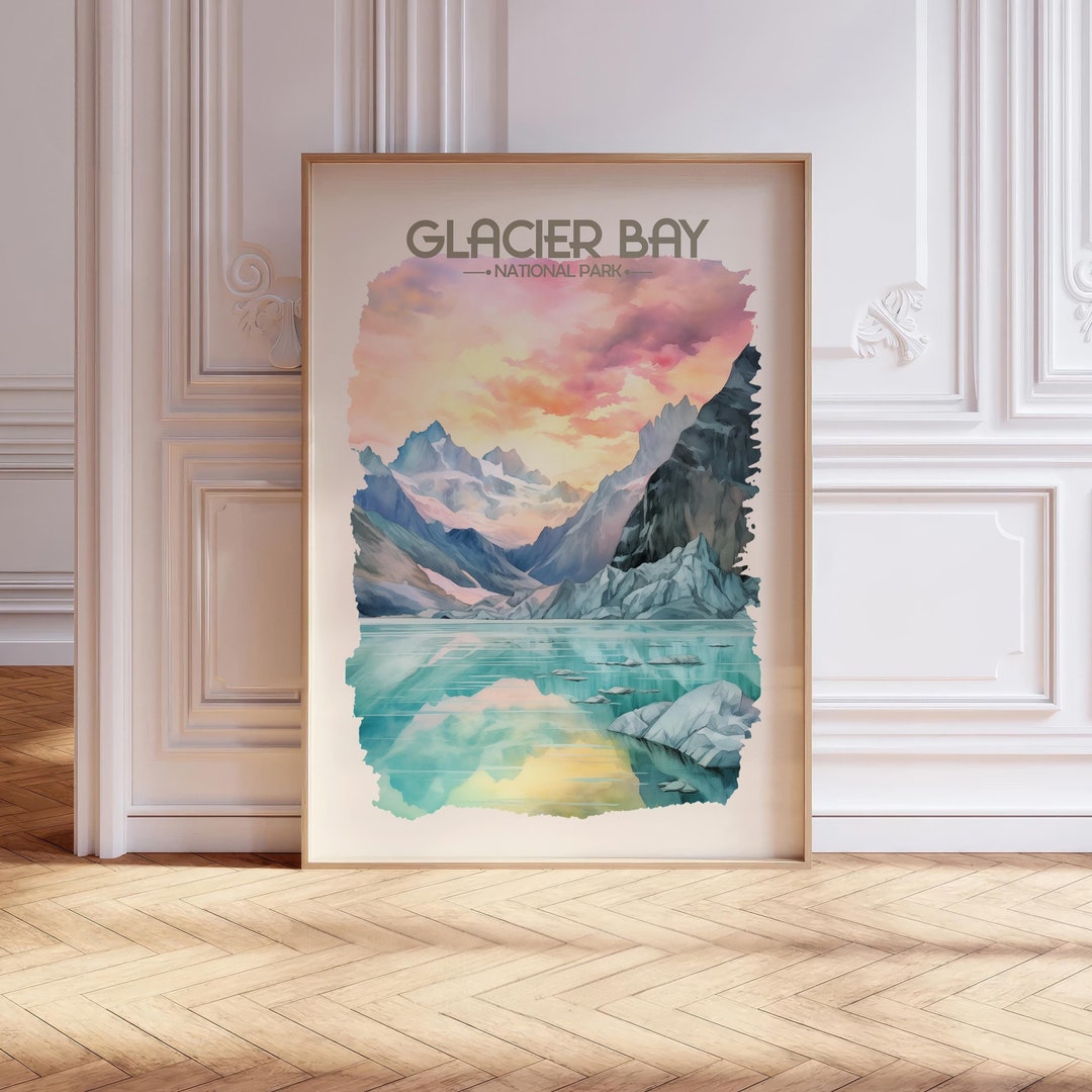 Glacier Bay National Park Watercolor Travel Poster - US National Parks ...