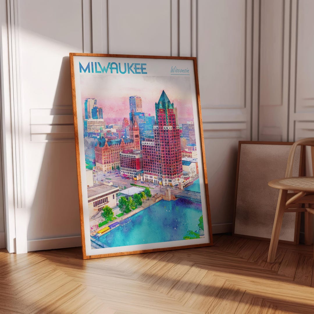 Milwaukee Watercolor Art Print - Milwaukee City Print - Wisconsin USA ...
