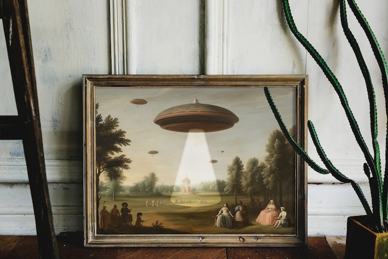 Victorian Landscape Funny Altered Art Print UFO Printable Wall - Etsy