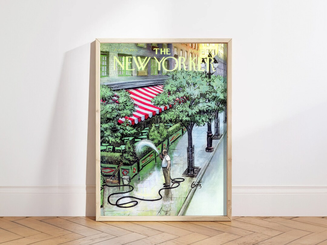 New Yorker Magazine Cover August 27 1955, Green Trendy Art, Retro Man ...