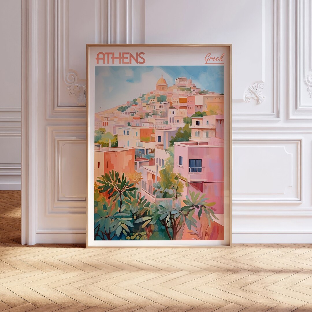 Athens Watercolor Poster - Greece Wall Art - Mediterranean Travel ...