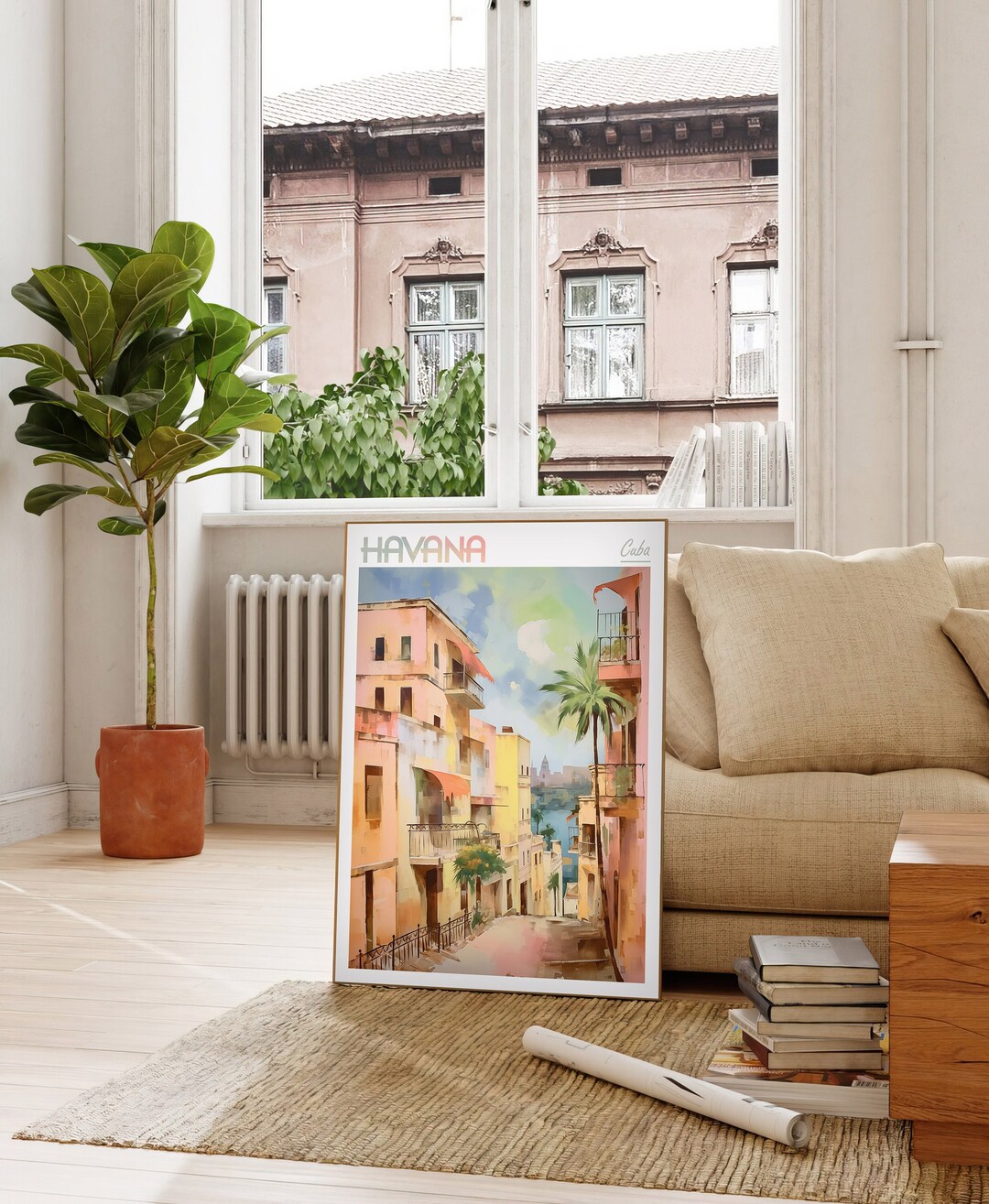 Havana City Watercolor Poster - Cuba Travel Art - Cuba Tropical Wall ...