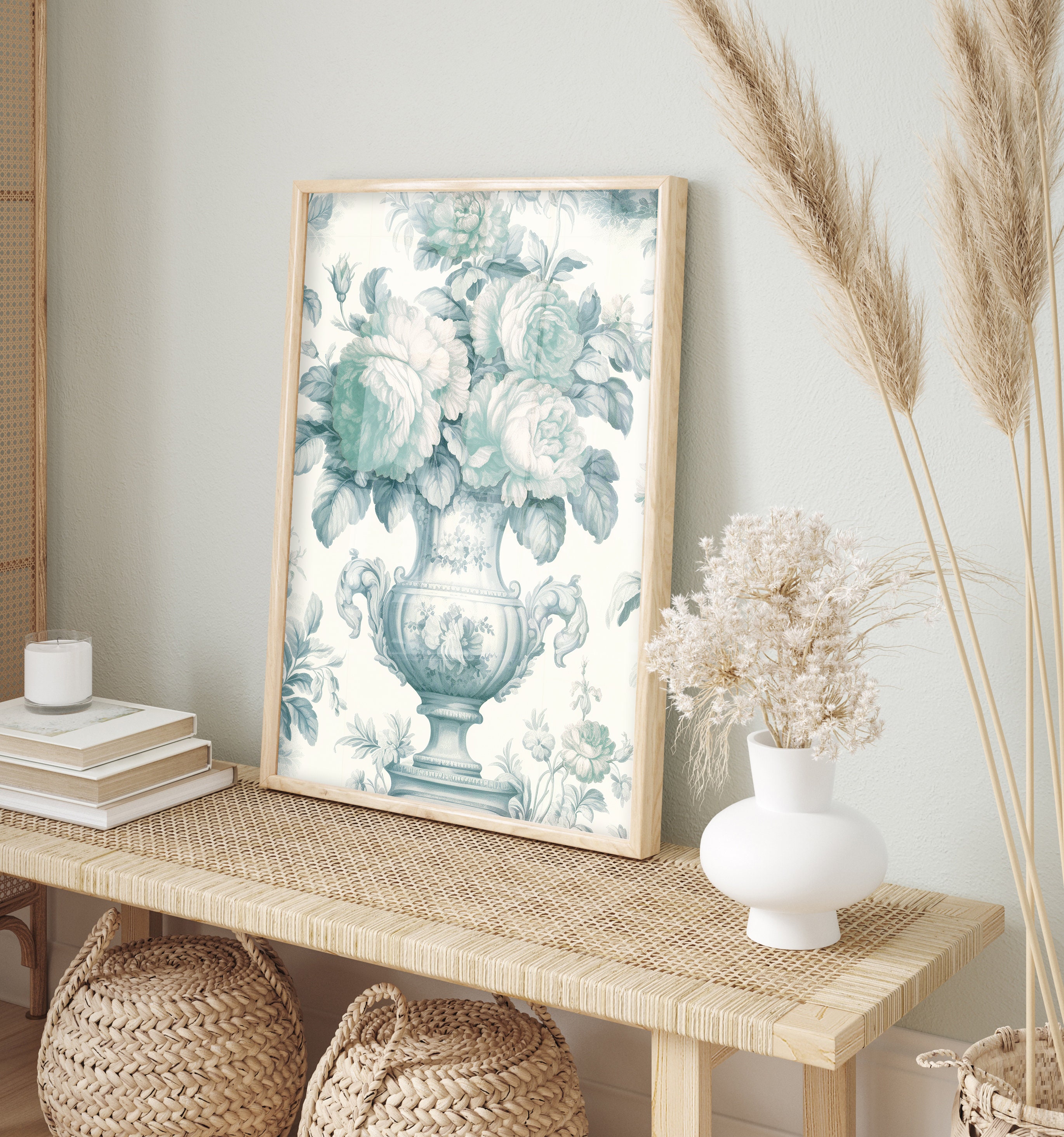 French Toile Blue Wall Art Botanical Vintage Blue Willow Wall - Etsy
