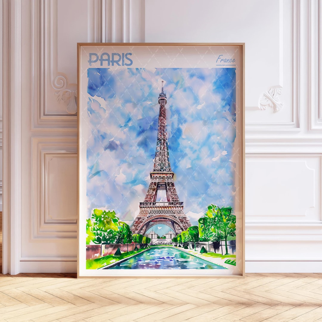 Paris Watercolor Poster - Eiffel Tower Wall Art - France Travel Poster ...