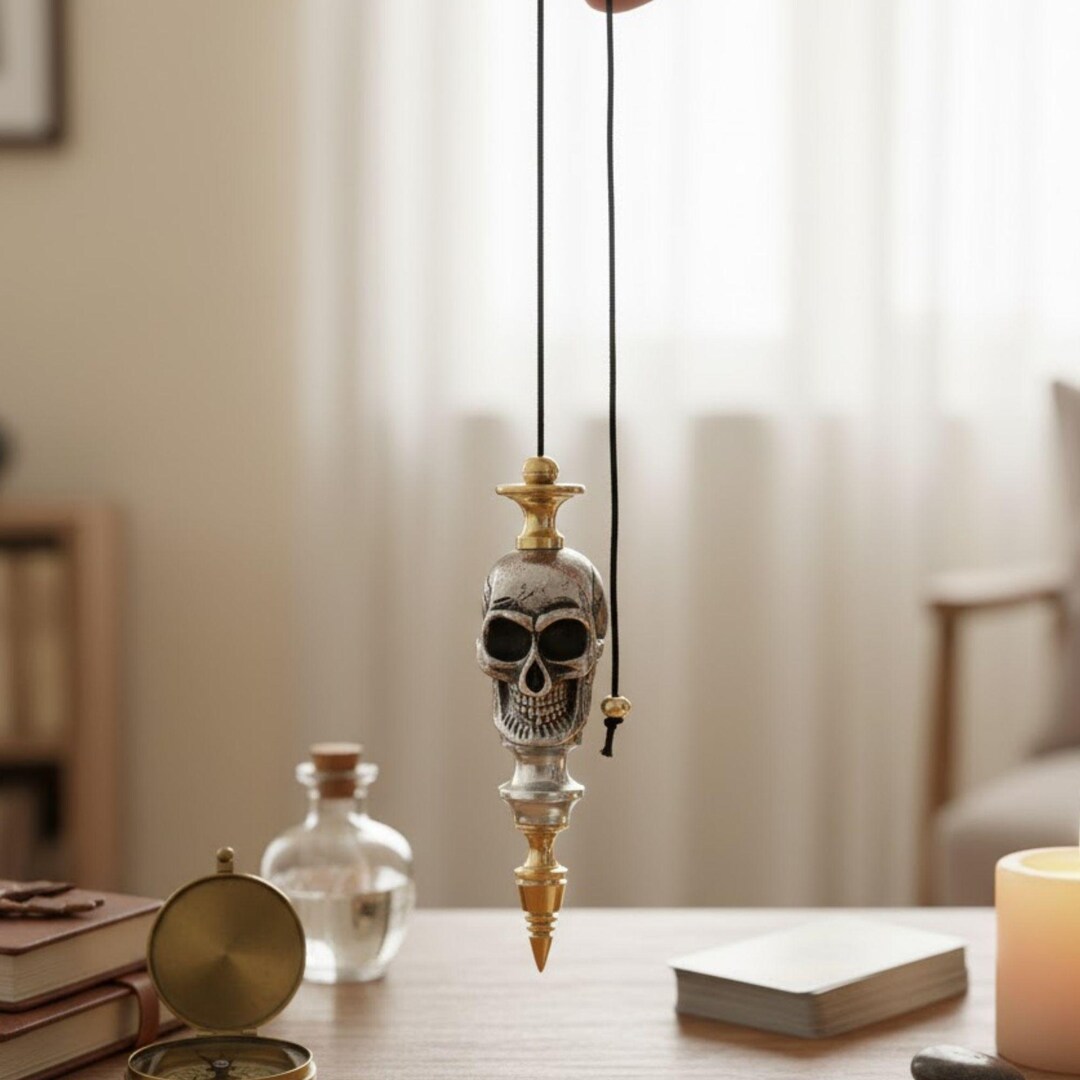 Skull Pendulum – Gothic Metal Dowsing Tool for Energy Work, Divination ...