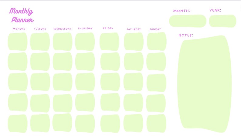 Printable 2024 Calendars. Each Month Has the Same Design. Yearly ...