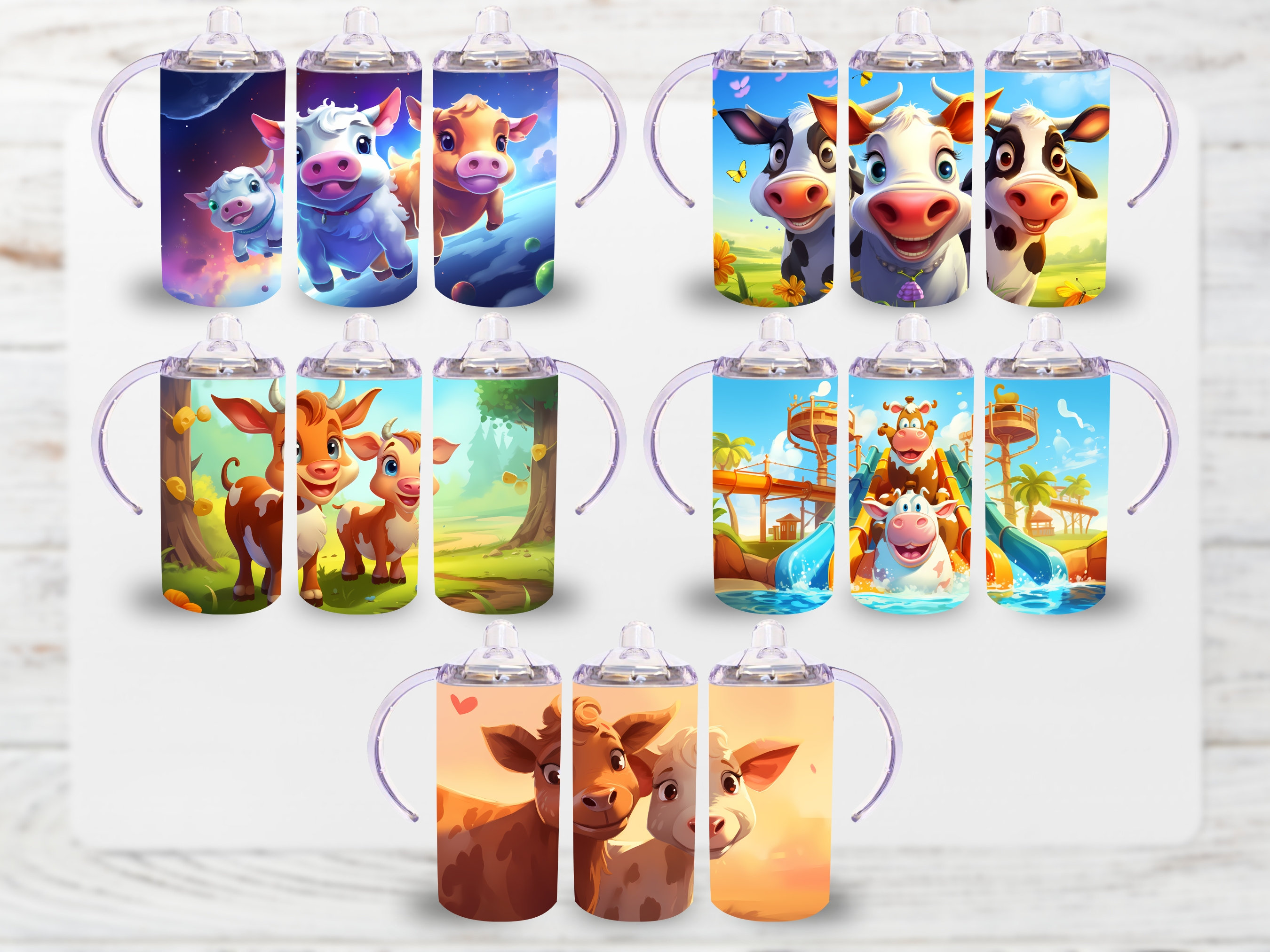 10 Cute Cow Sippy Cup Designs Sublimation Wrap Bundle 12oz - Etsy