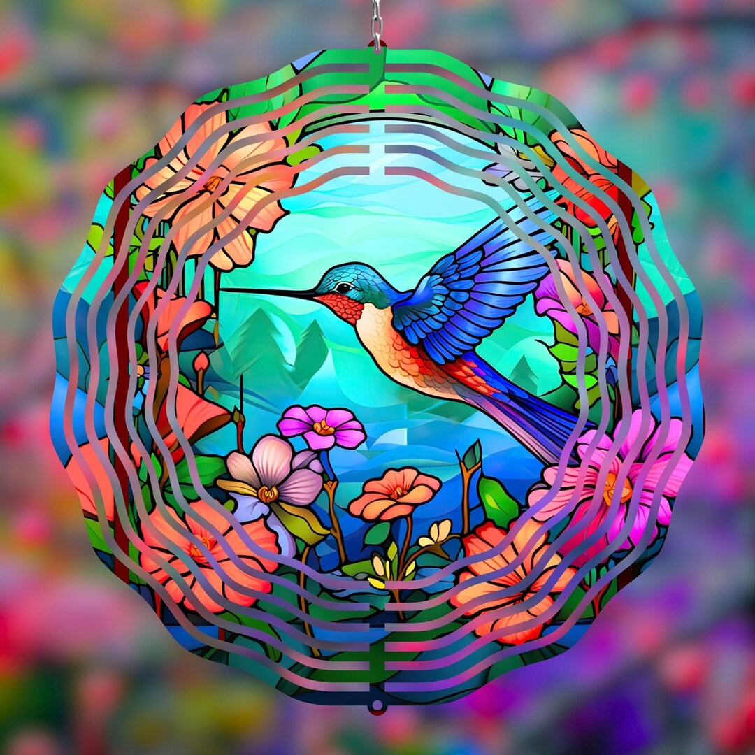 Hummingbird Wind Spinner Sublimation Design PNG, Backgrounds for ...