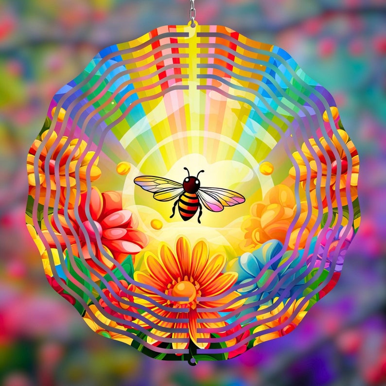 Bee & Flowers Wind Spinner Sublimation Design, Backgrounds for ...