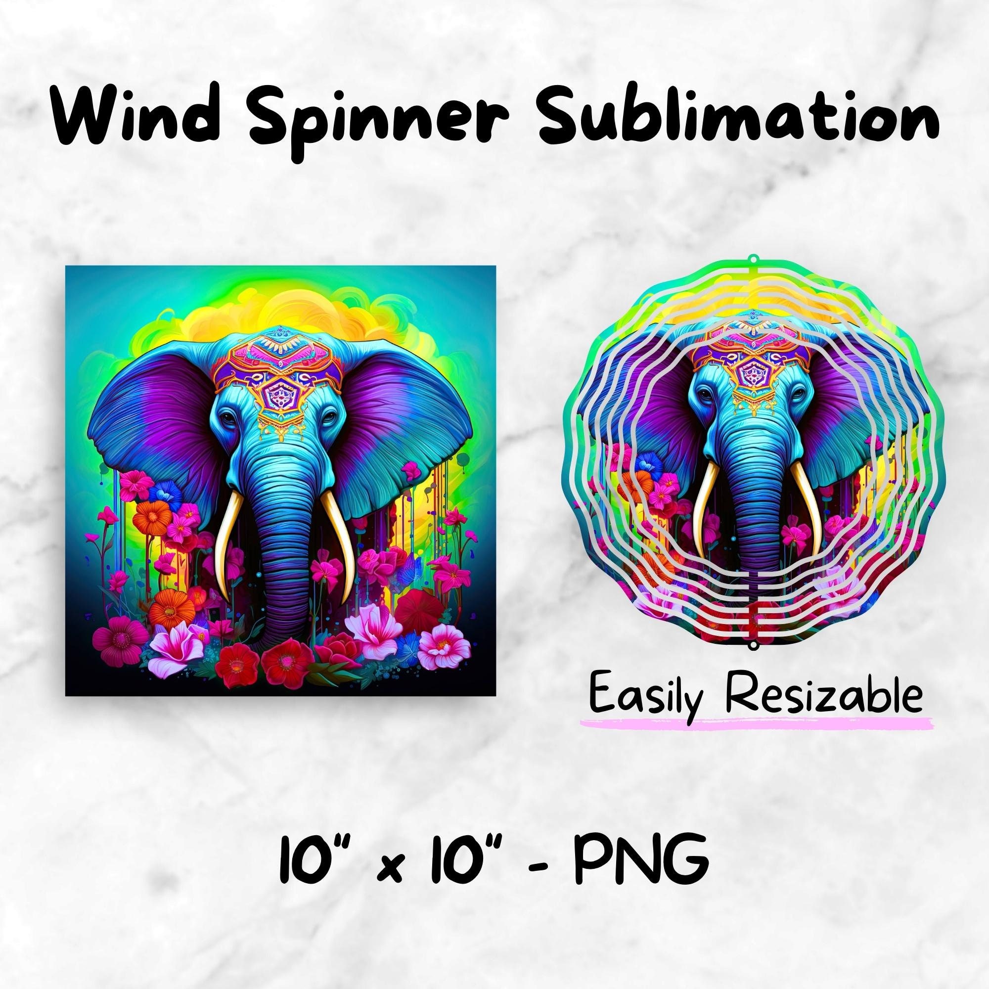 Elephant Wind Spinner Sublimation Design PNG, Backgrounds for ...