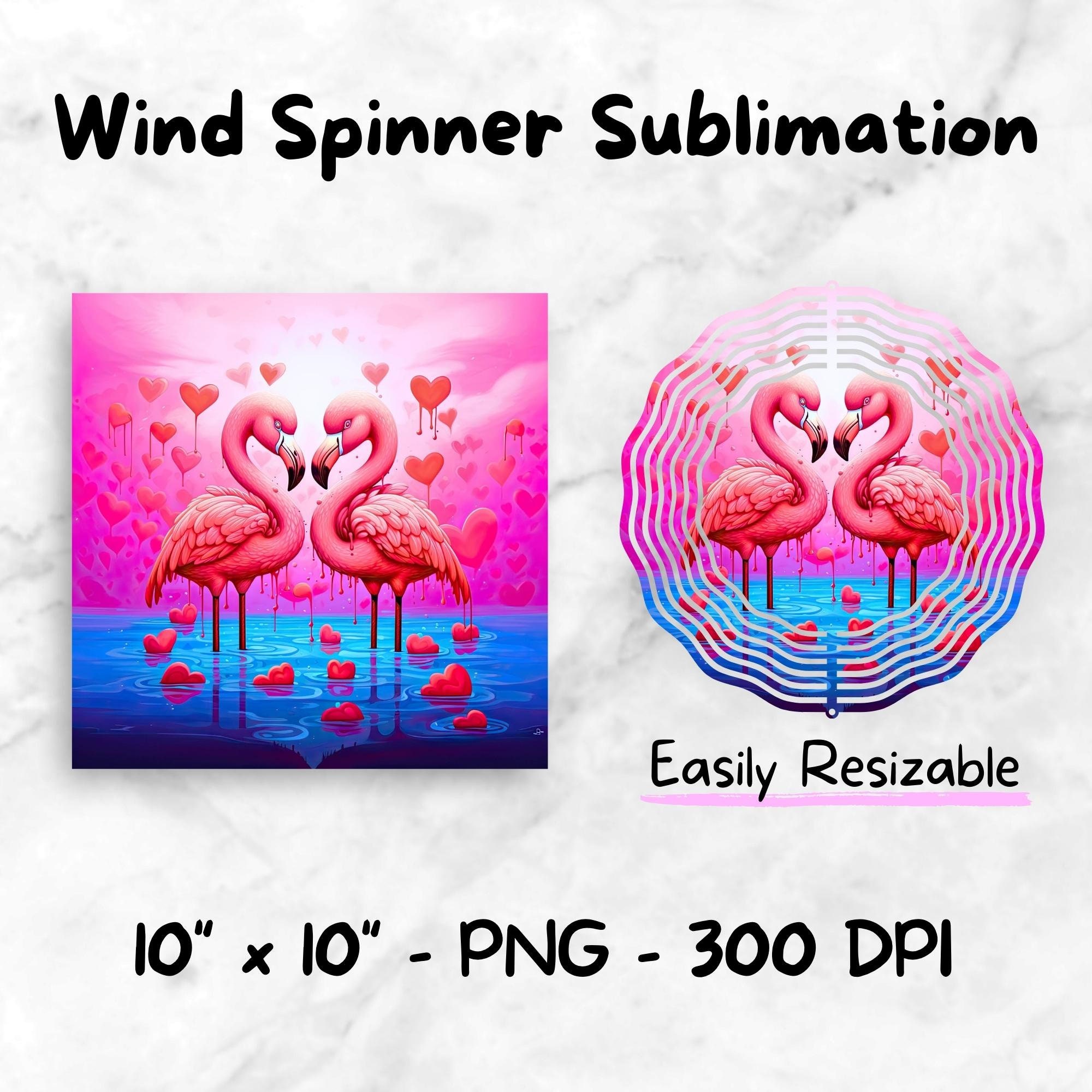 Flamingos Wind Spinner Sublimation Design PNG, Backgrounds for ...