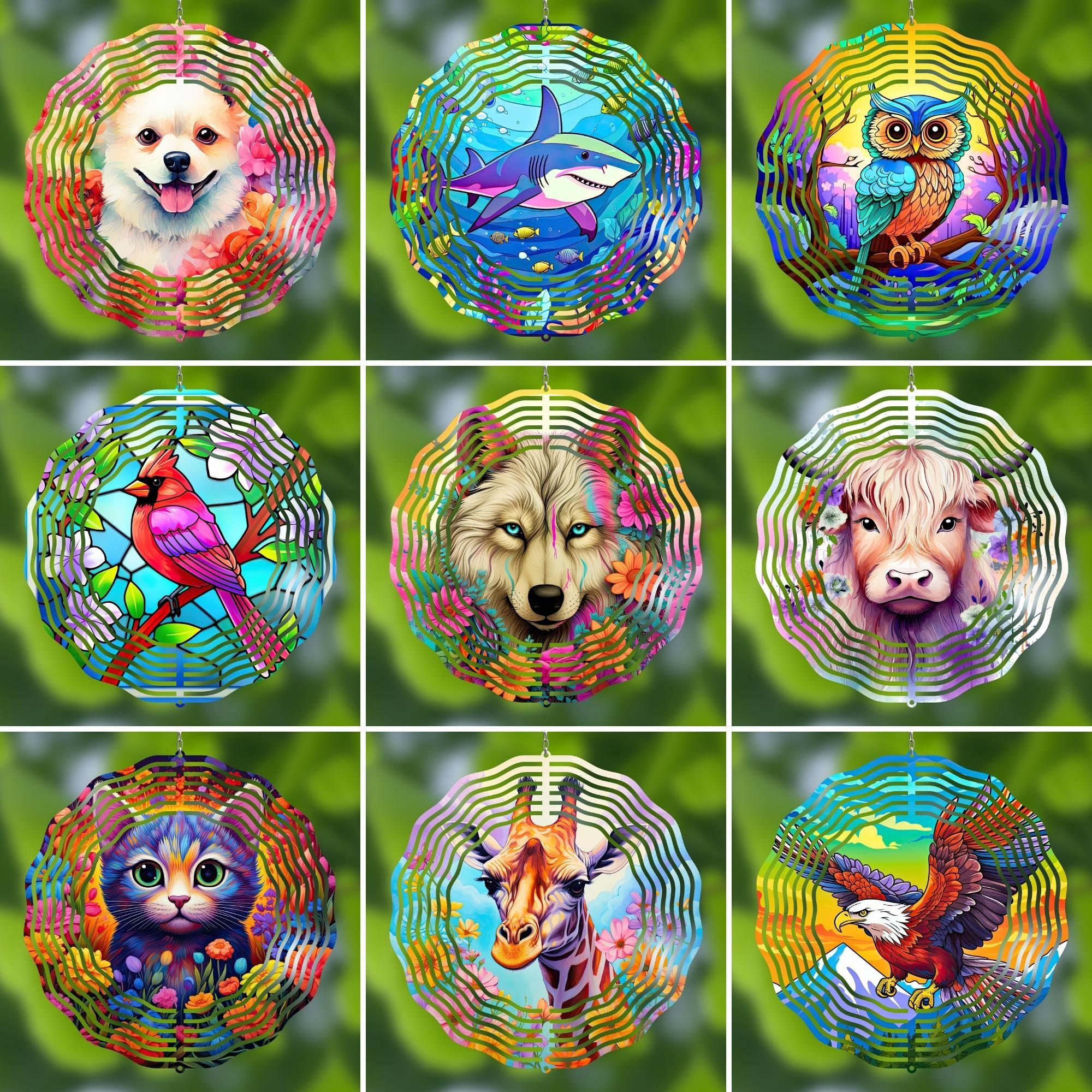 50 Animals Wind Spinner Sublimation Designs Bundle, Background for ...