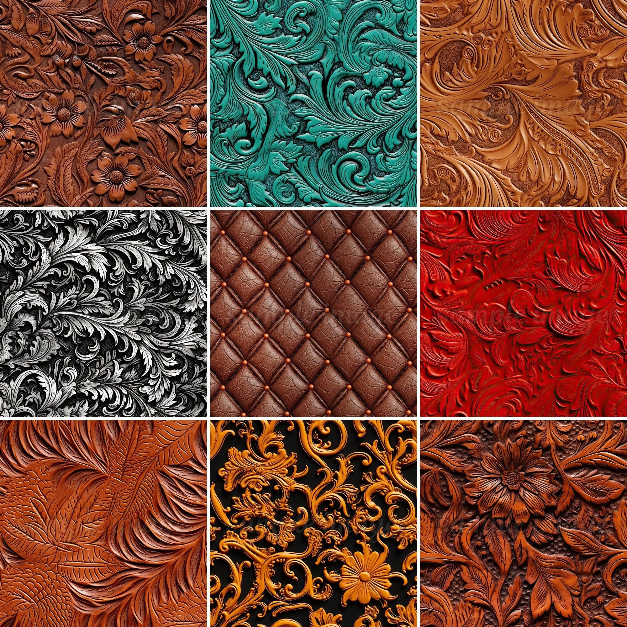 20 Embossed Leather Seamless Digital Papers Western Engraved - Etsy