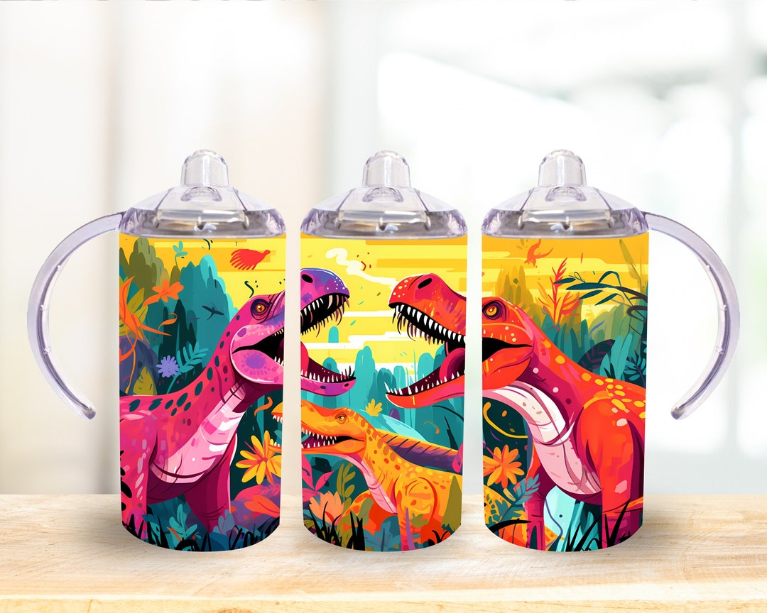 Dinosaur 12oz Sippy Cup Designs for Boys, Sublimation Wrap PNG Design ...