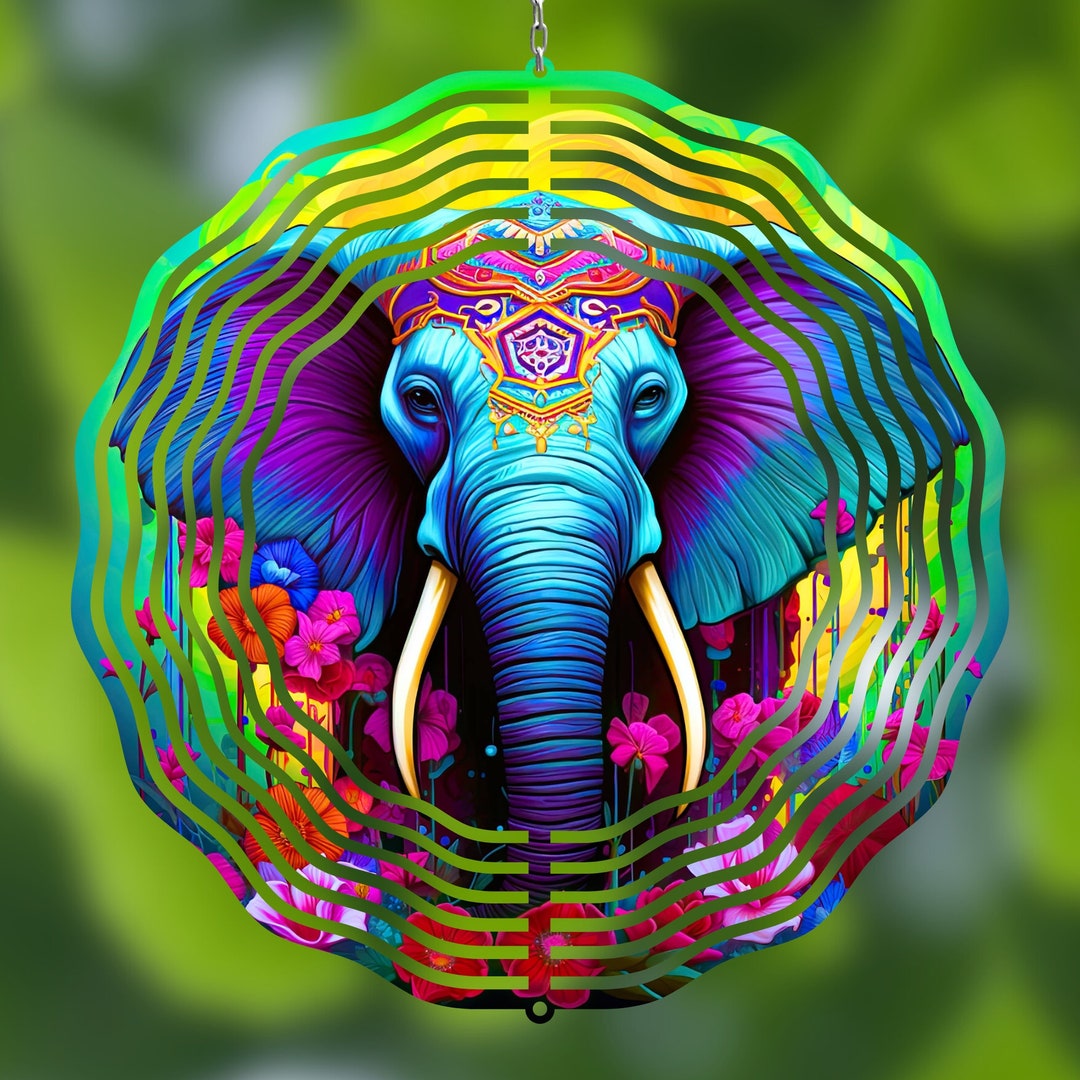 Elephant Wind Spinner Sublimation Design PNG, Backgrounds for ...