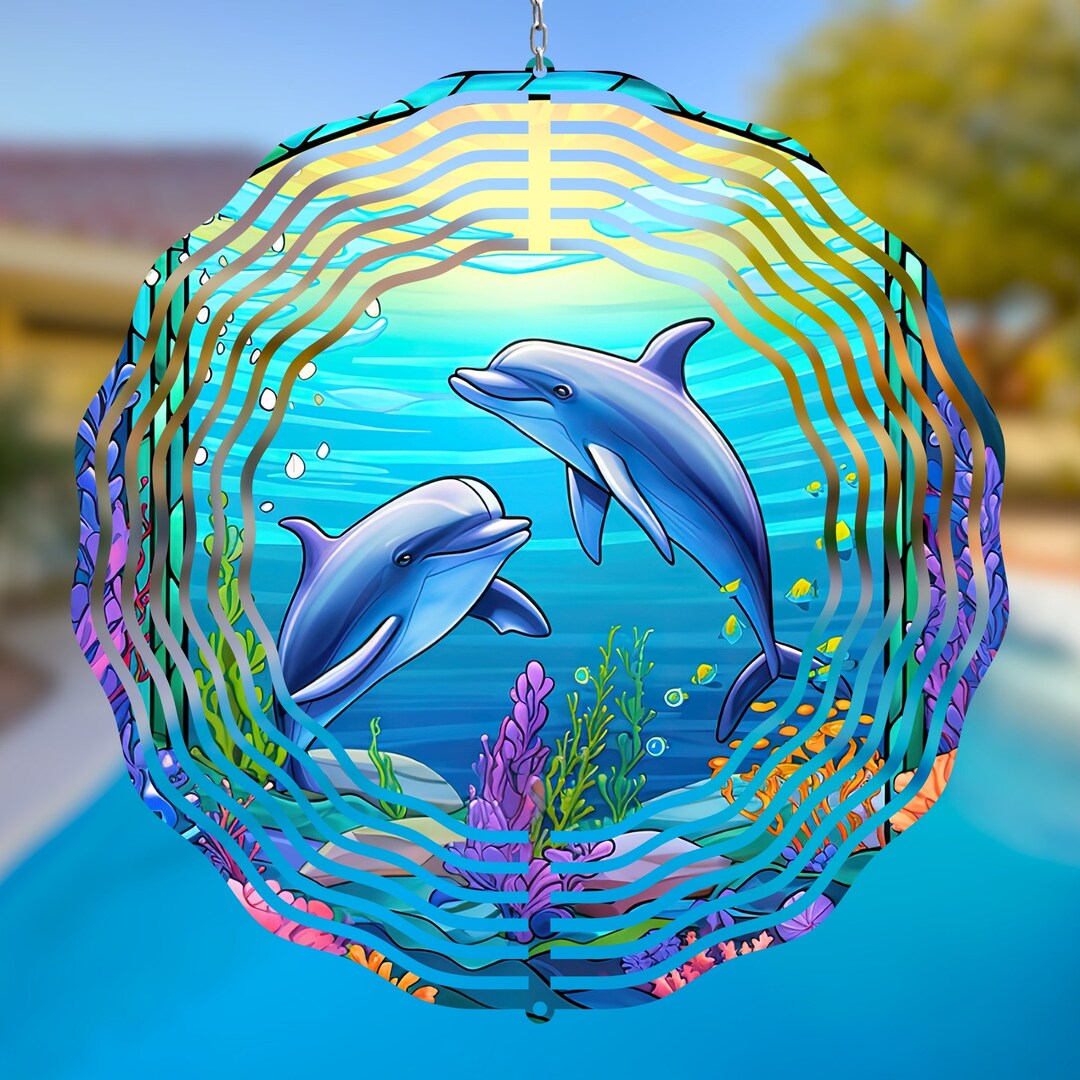 Dolphins Wind Spinner Sublimation Design PNG, Backgrounds for ...