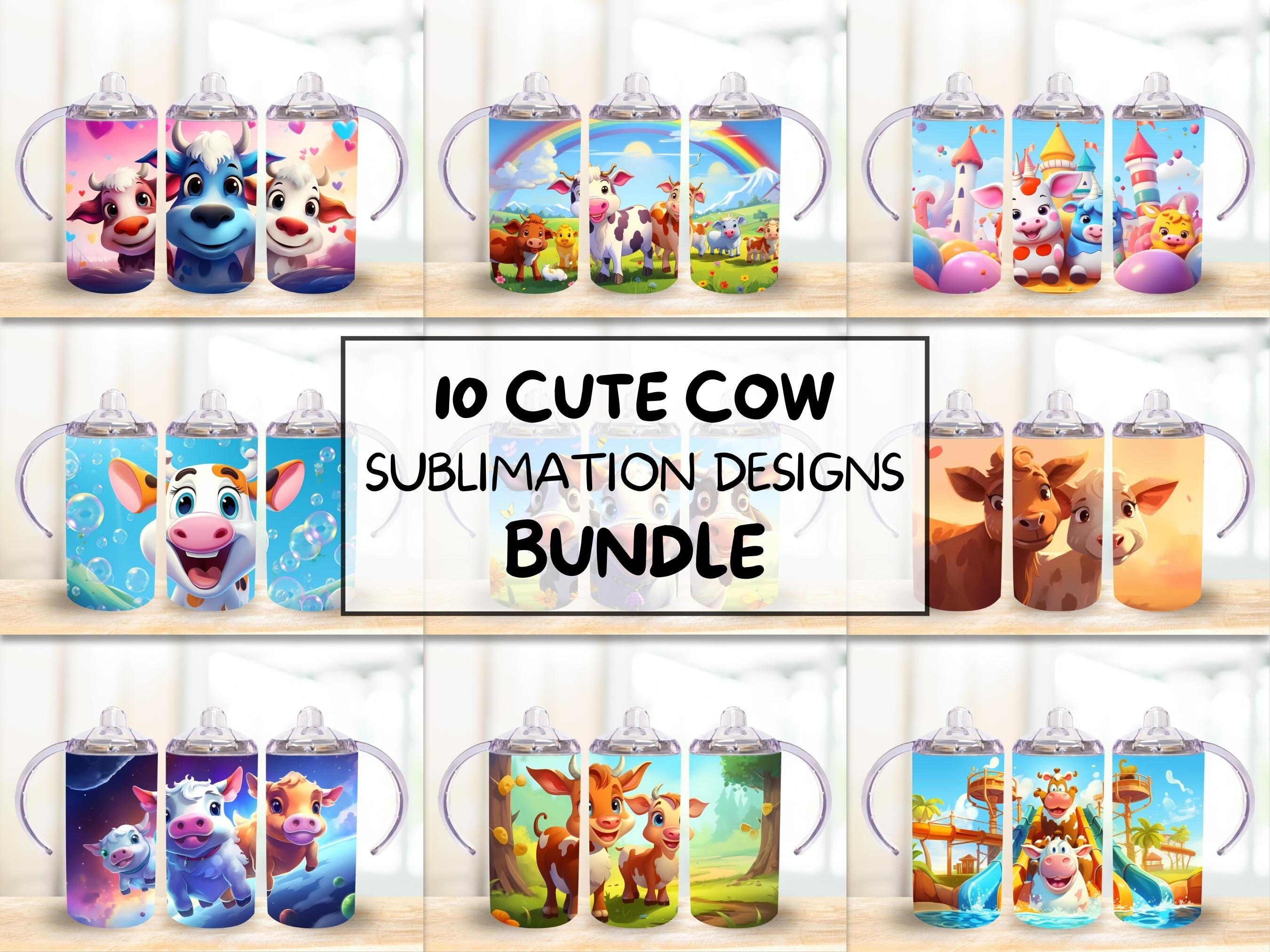 10 Cute Cow Sippy Cup Designs Sublimation Wrap Bundle 12oz - Etsy