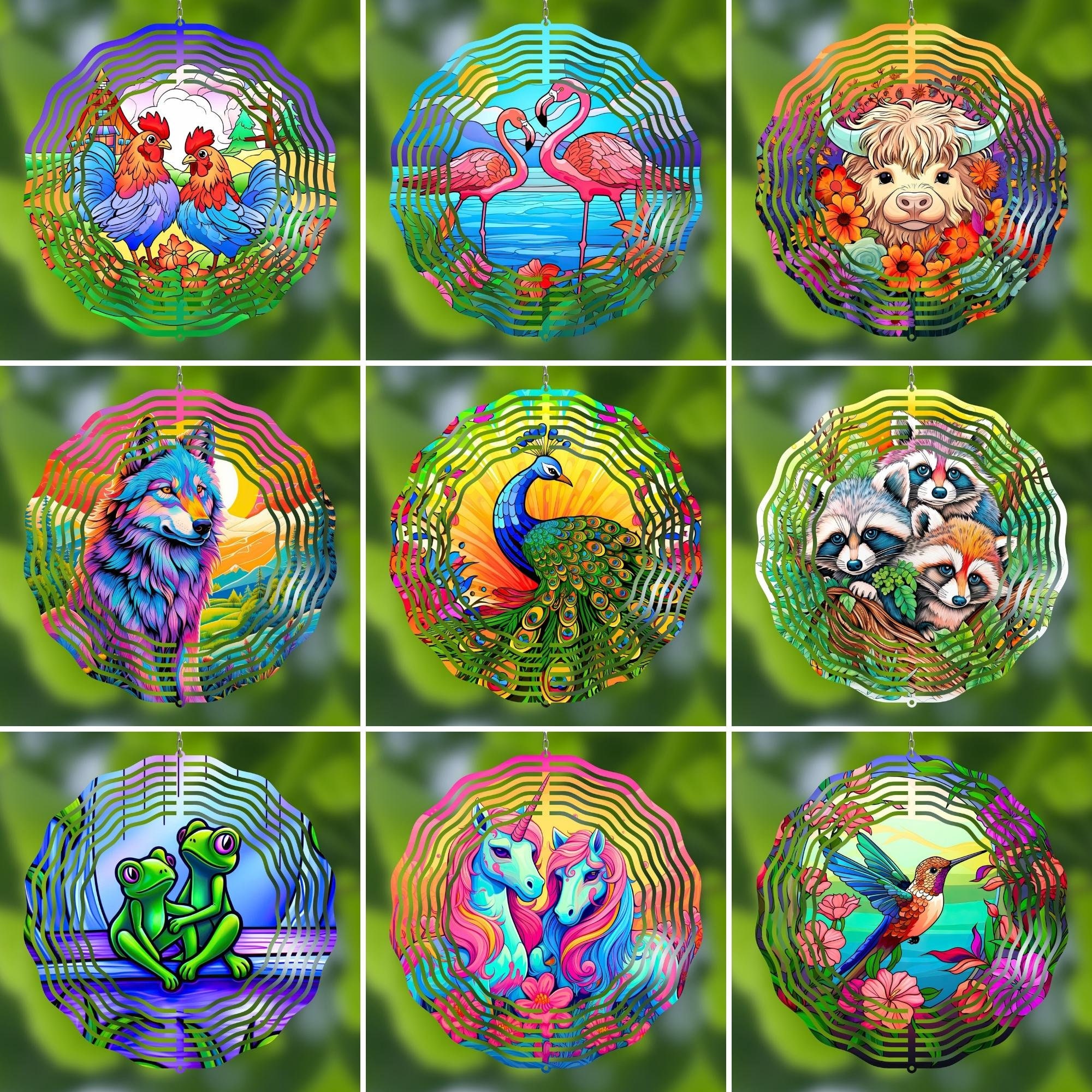 50 Animals Wind Spinner Sublimation Designs Bundle, Background for ...