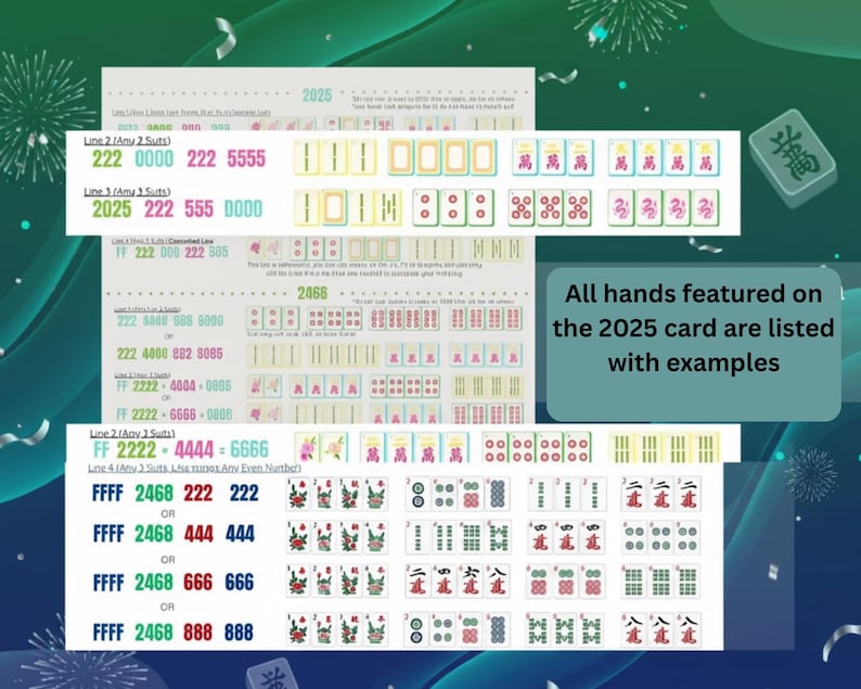 Printable 2025 NMJL Card Guide, Hands Cheat Sheet , Beginner American ...