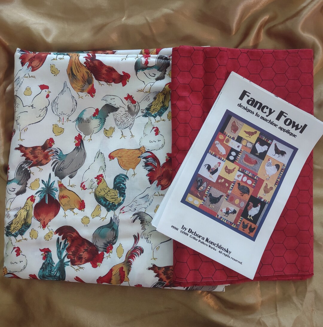 Chicken Quilt Starter Bundle With Pattern, Machine Applique, Chicken ...