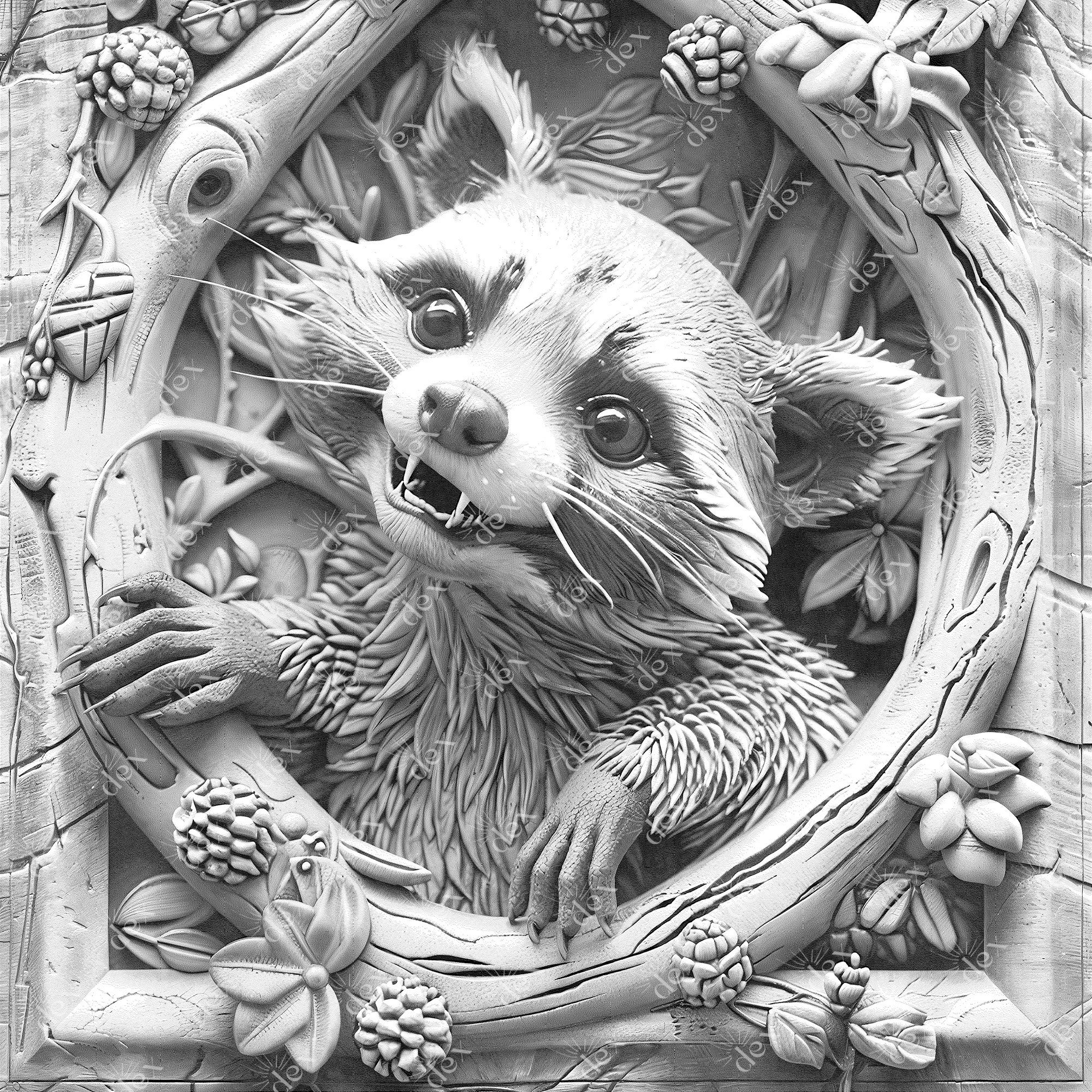 Cute Animal Laser Engrave File PNG, 3D Illusion Lightburn Laser Engrave ...