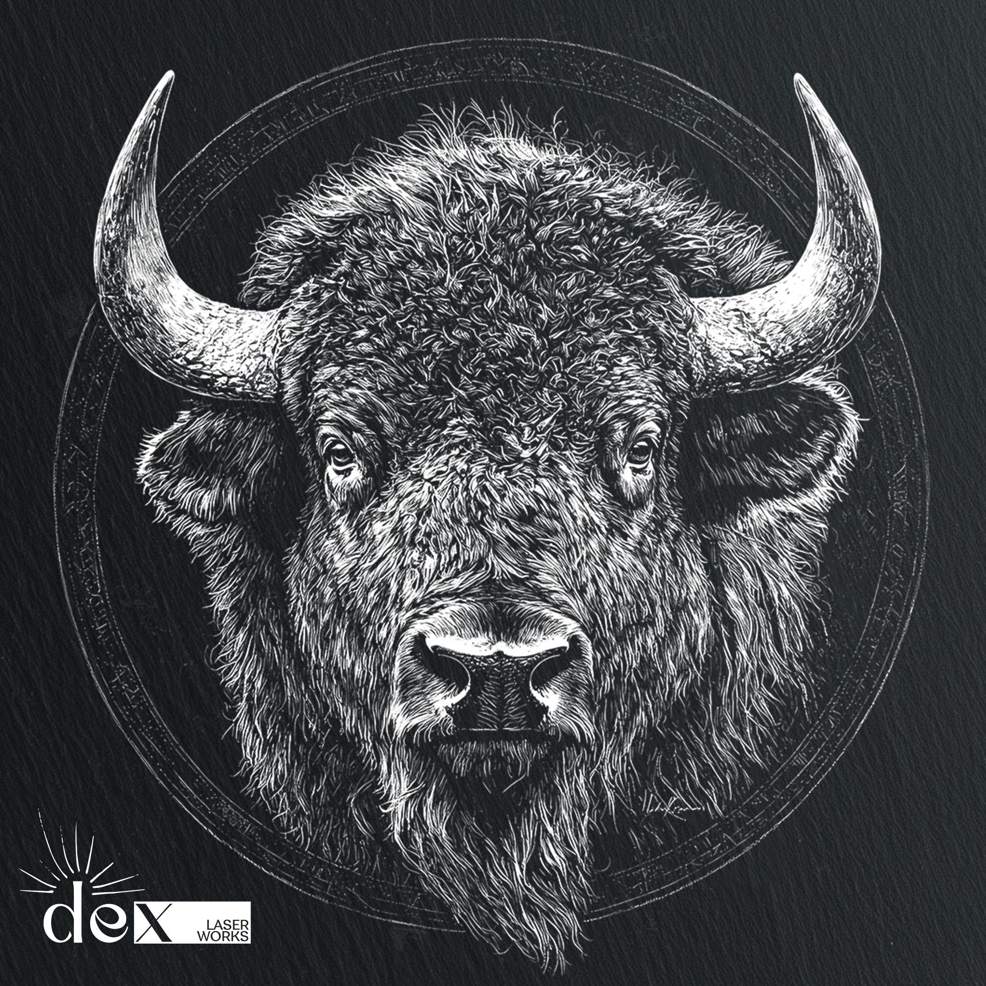Bison Laser Engraving PNG, Slate Coaster Engrave File, PNG Buffalo ...