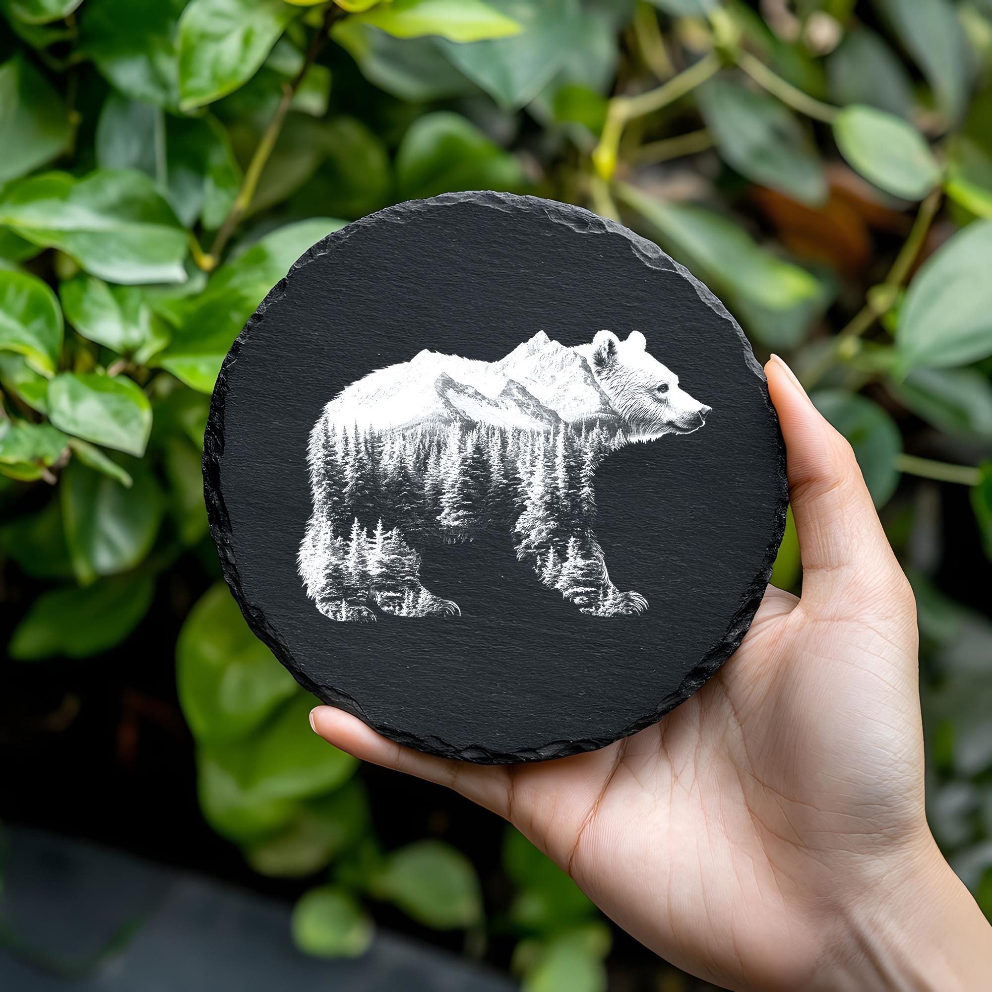 Bear Laser Engraving PNG , Slate Coaster Engrave Files , PNG Laser ...