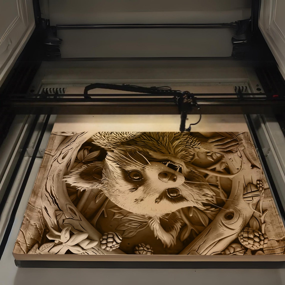Cute Animal Laser Engrave File PNG, 3D Illusion Lightburn Laser Engrave ...