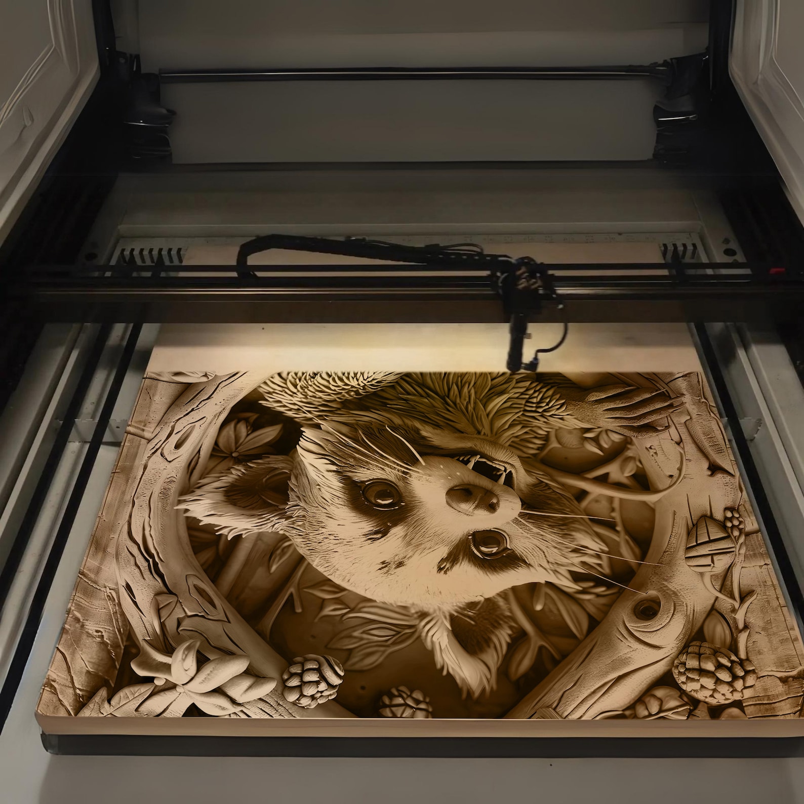 Cute Animal Laser Engrave File PNG, 3D Illusion Lightburn Laser Engrave ...