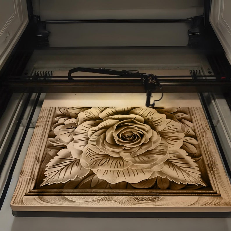 Flower Laser Engrave File PNG, 3D Illusion Lightburn Laser Engrave ...