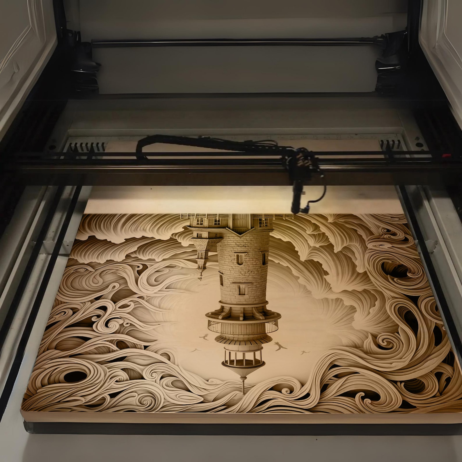 Lighthouse Laser Engrave File PNG, 3D Illusion Lightburn Laser Engrave ...