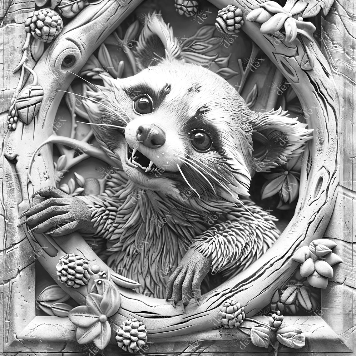 Cute Animal Laser Engrave File PNG, 3D Illusion Lightburn Laser Engrave ...