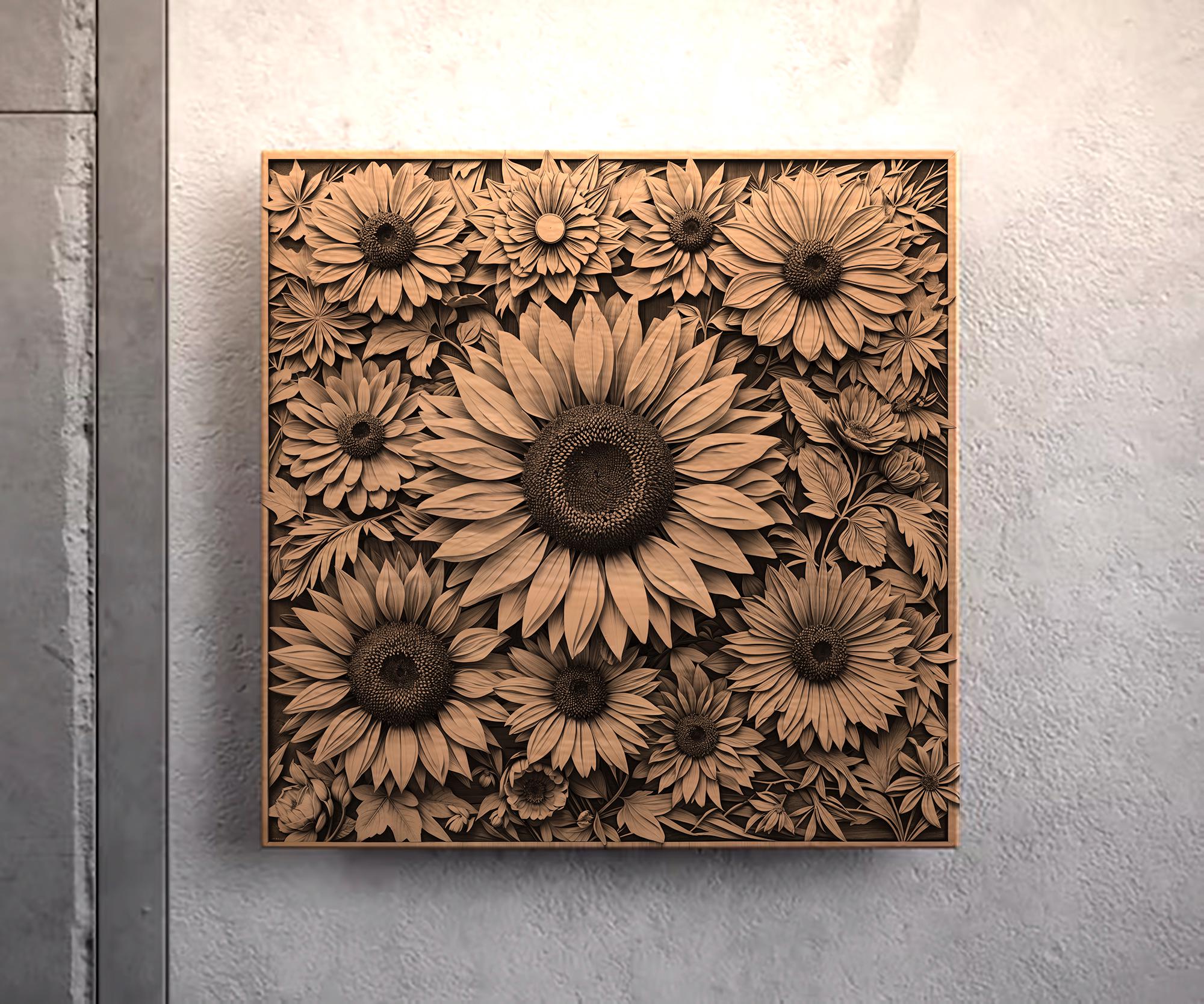 Sunflower Laser Engrave File PNG, 3D Illusion Lightburn Laser Engrave ...