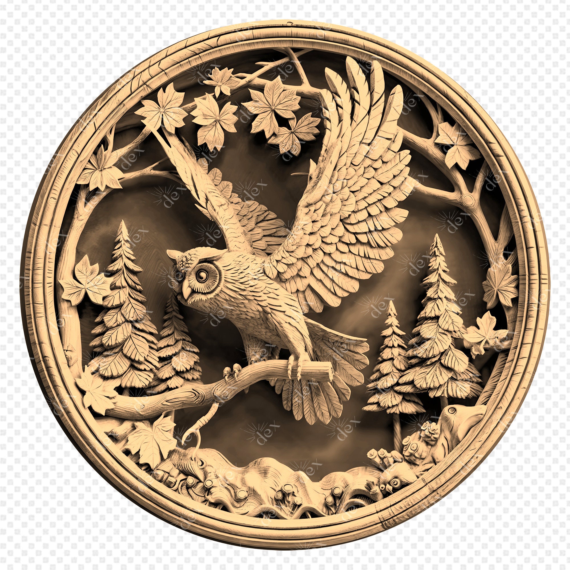 Owl Laser Engrave File PNG, 3D Illusion Lightburn Laser Engrave, Design ...