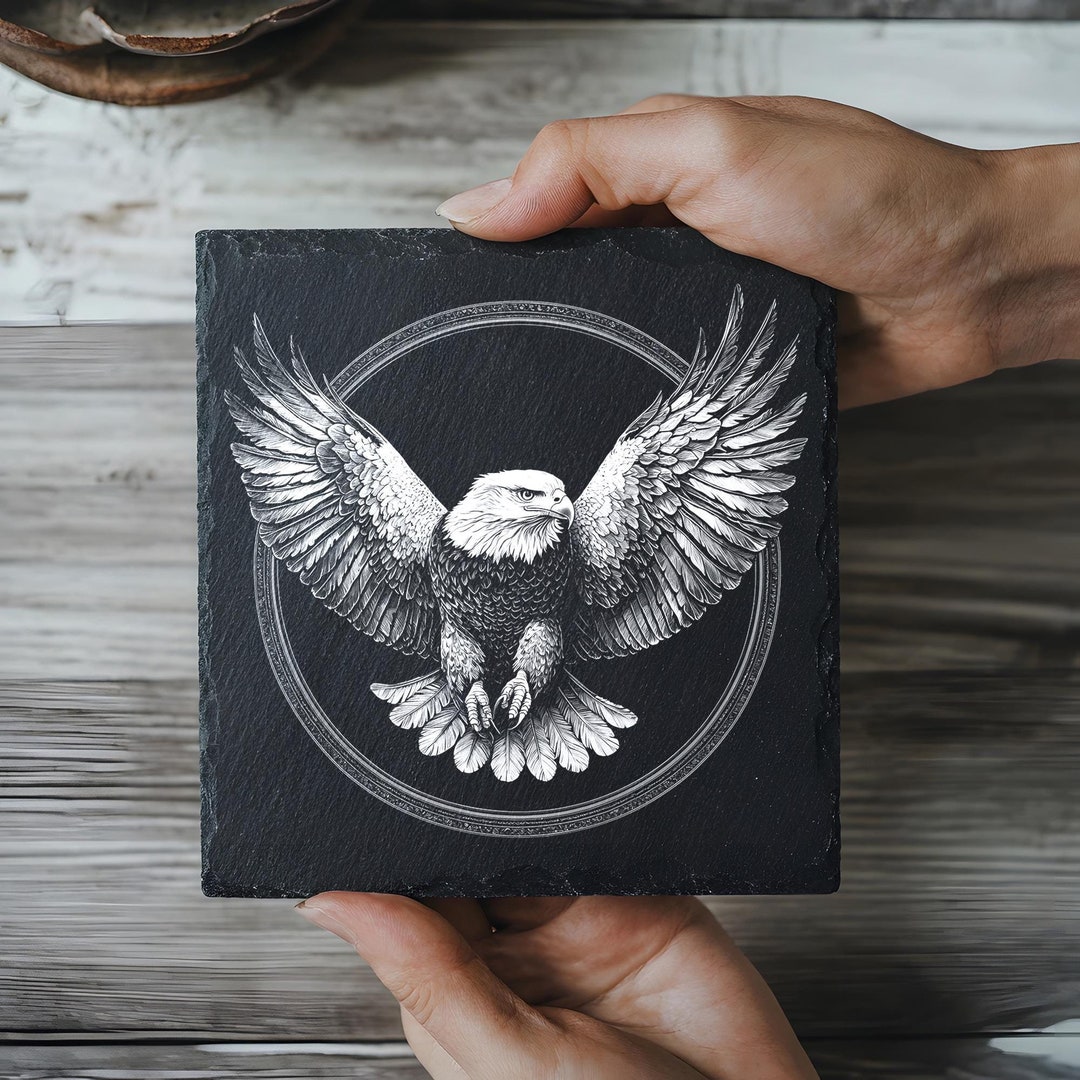 Eagle Laser Engraving PNG, Slate Coaster Engrave Files, PNG Eagle Laser ...