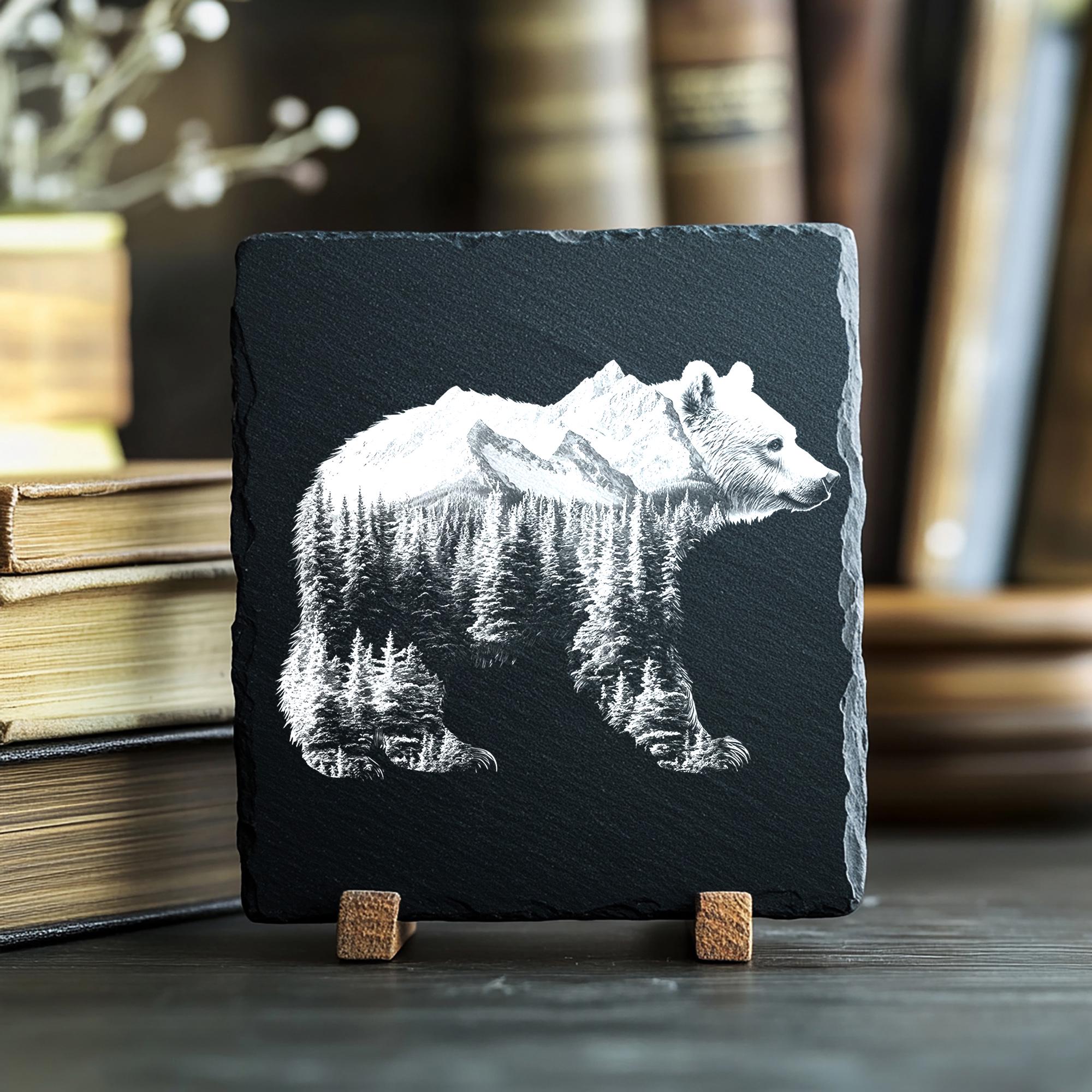 Bear Laser Engraving PNG , Slate Coaster Engrave Files , PNG Laser ...
