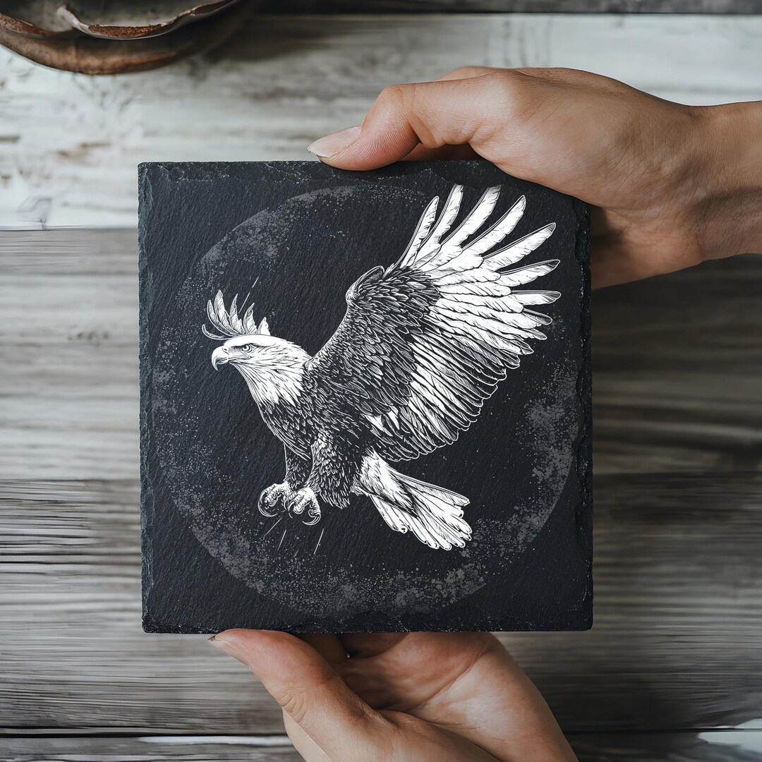 Eagle Laser Engraving PNG, Slate Coaster Engrave Files, PNG Eagle Laser ...