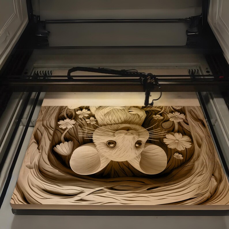 Mouse Laser Engrave File PNG, 3D Illusion Lightburn Laser Engrave ...