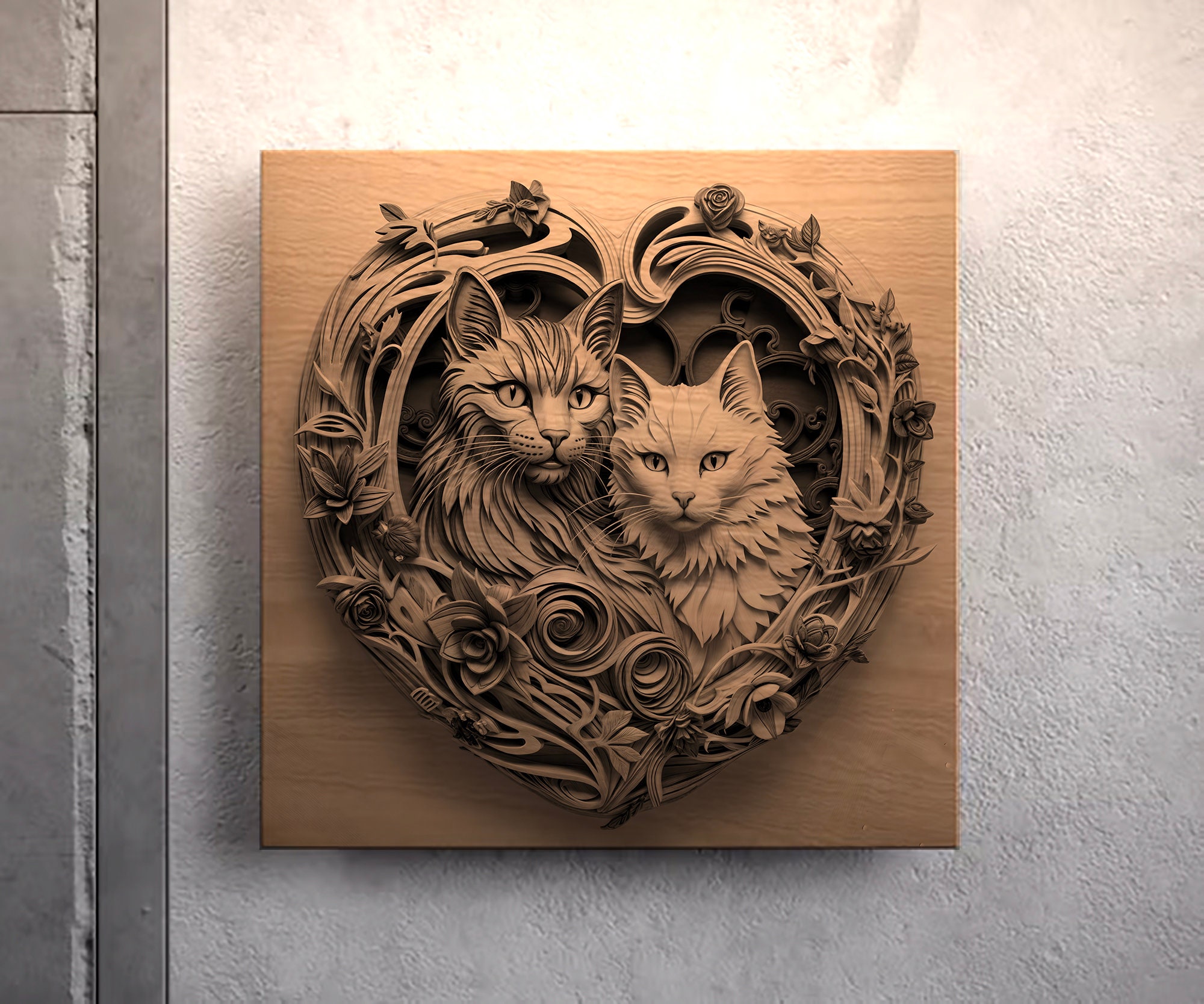Cat Laser Engrave File PNG, 3D Illusion Lightburn Laser Engrave, Design ...