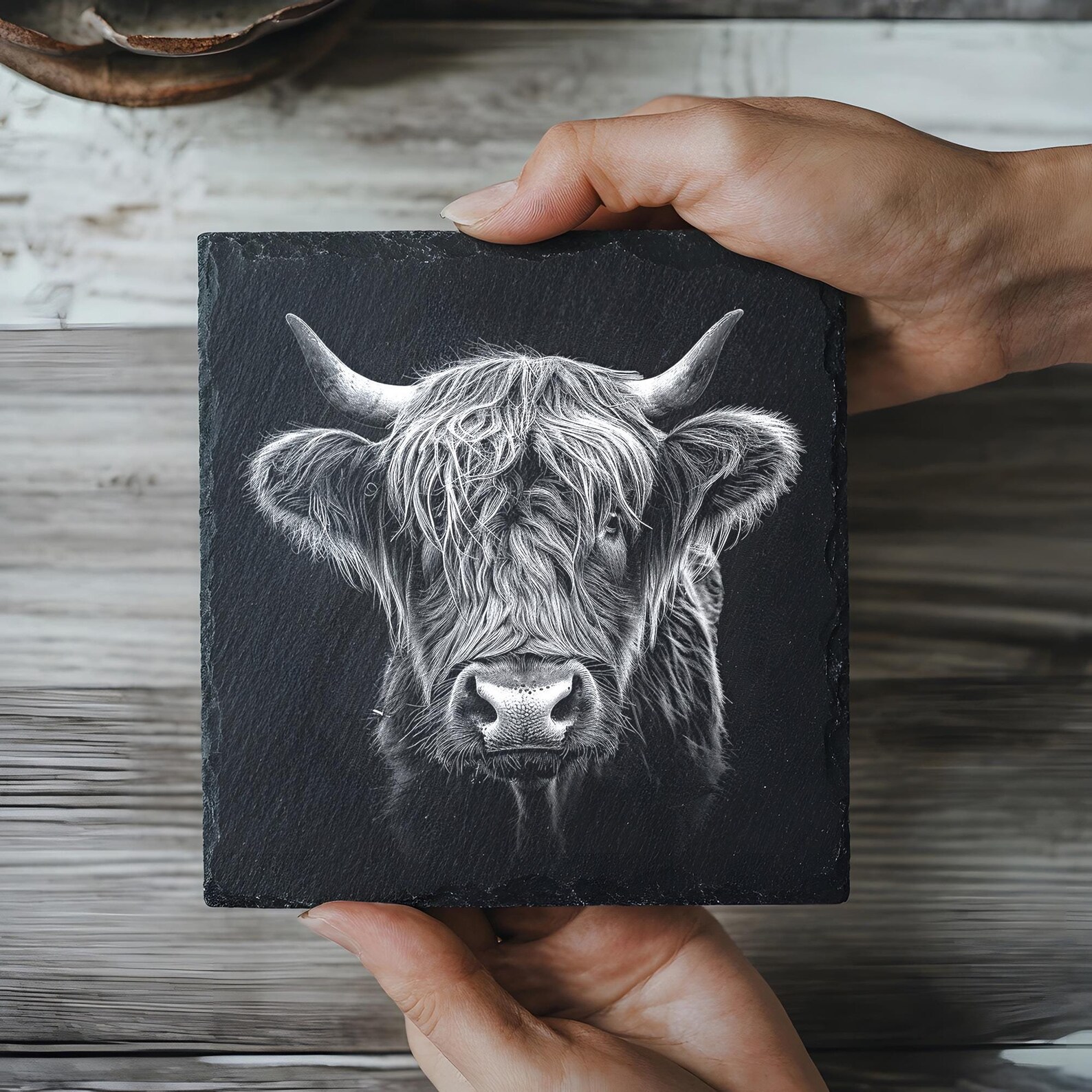 Buffalo Laser Engraving PNG , Slate Coaster Engrave Files , Bison PNG ...