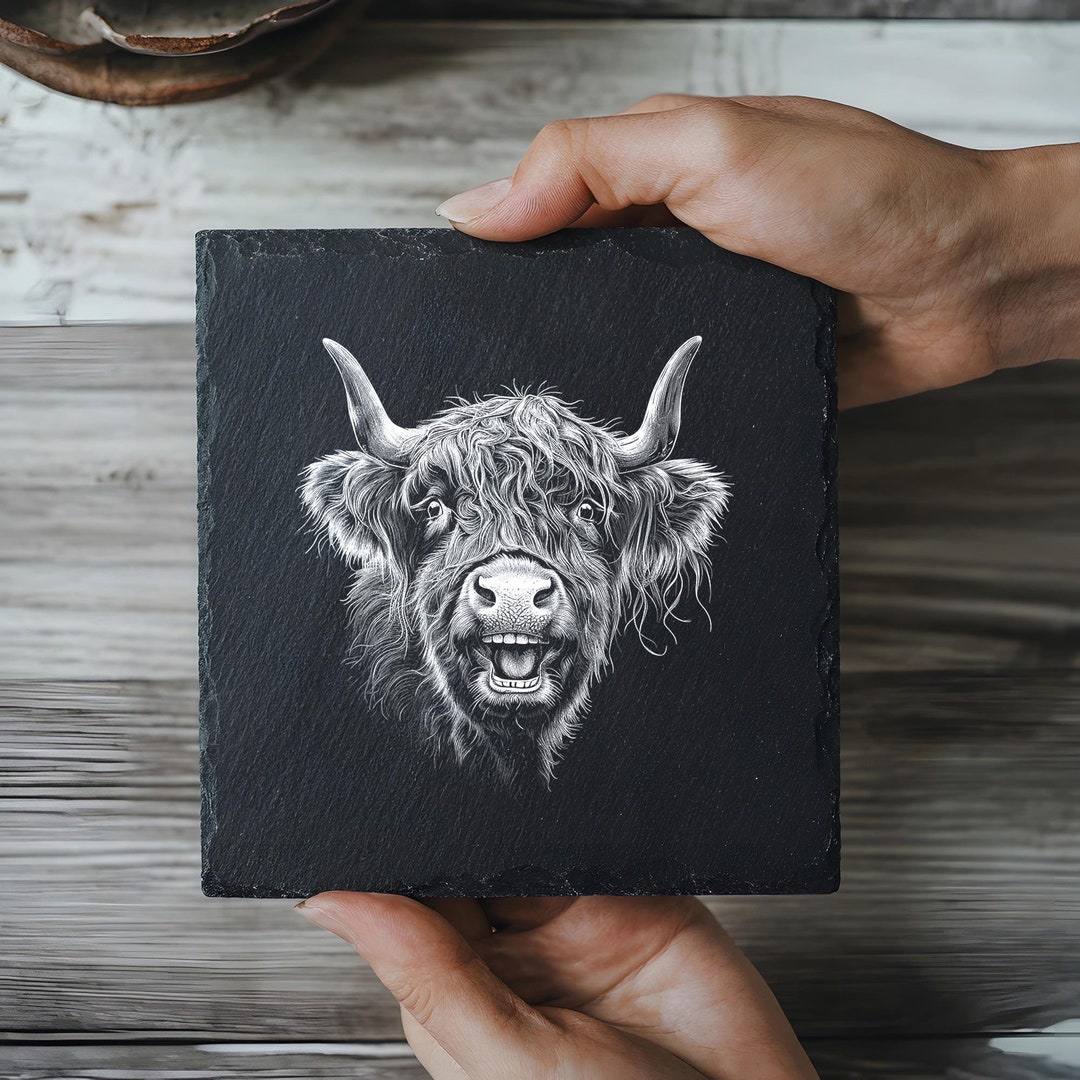 Bison Laser Engraving PNG File, Slate Coaster Engrave, PNG Buffalo ...