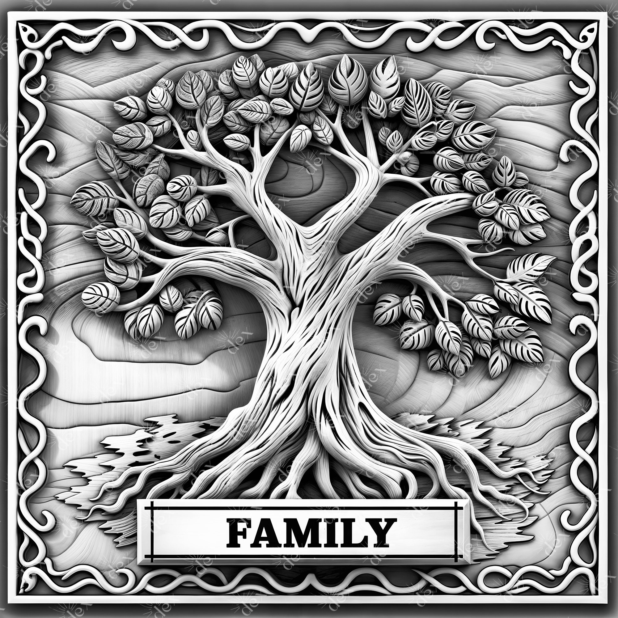 Tree Laser Engrave File PNG, 3D Illusion Lightburn Laser Engrave ...