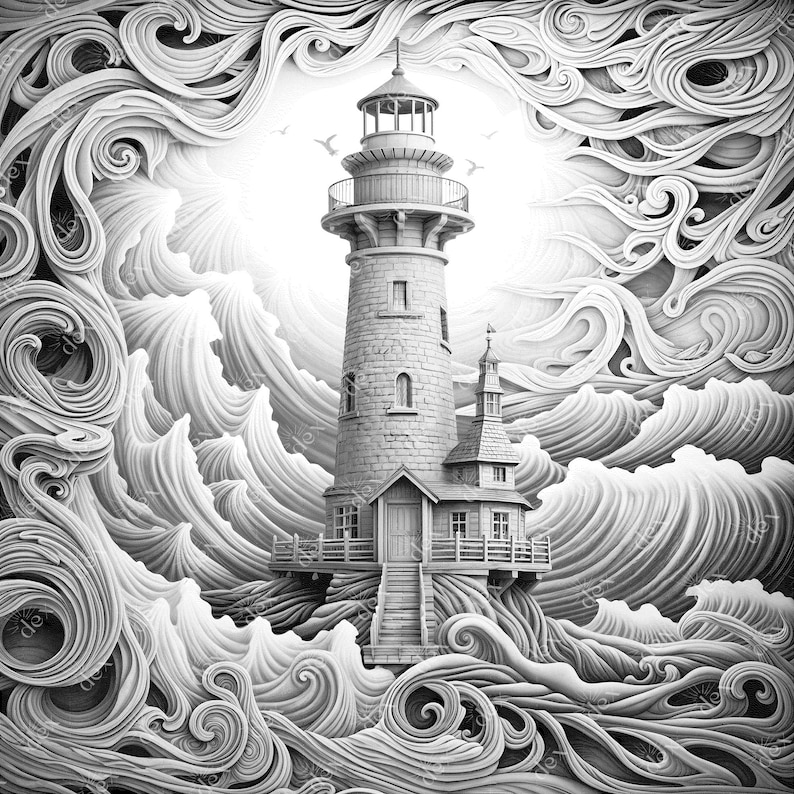 Lighthouse Laser Engrave File PNG, 3D Illusion Lightburn Laser Engrave ...