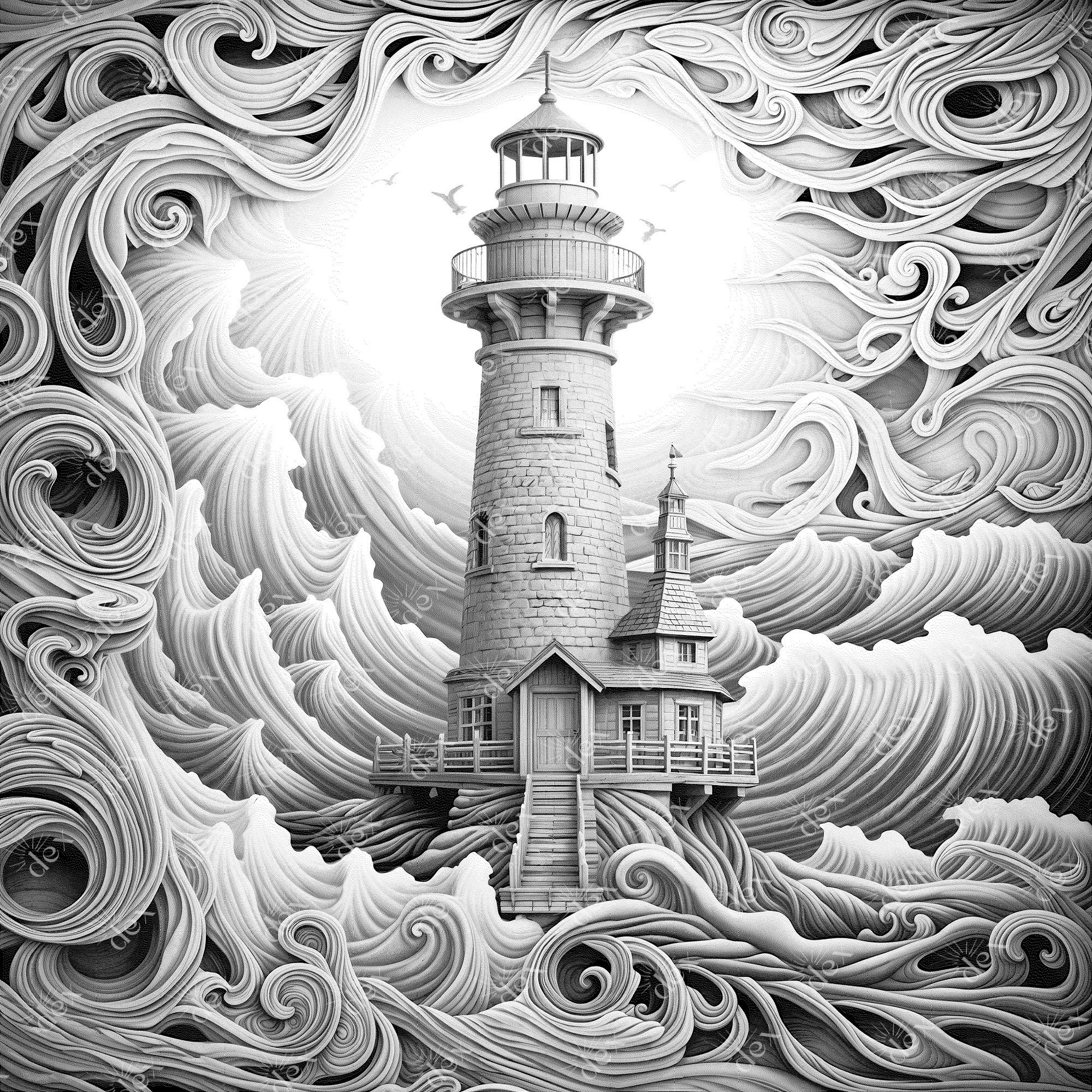 Lighthouse Laser Engrave File PNG, 3D Illusion Lightburn Laser Engrave ...