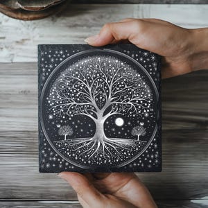 Tree Laser Engraving PNG Files, Slate Coaster Engrave File, Laser ...