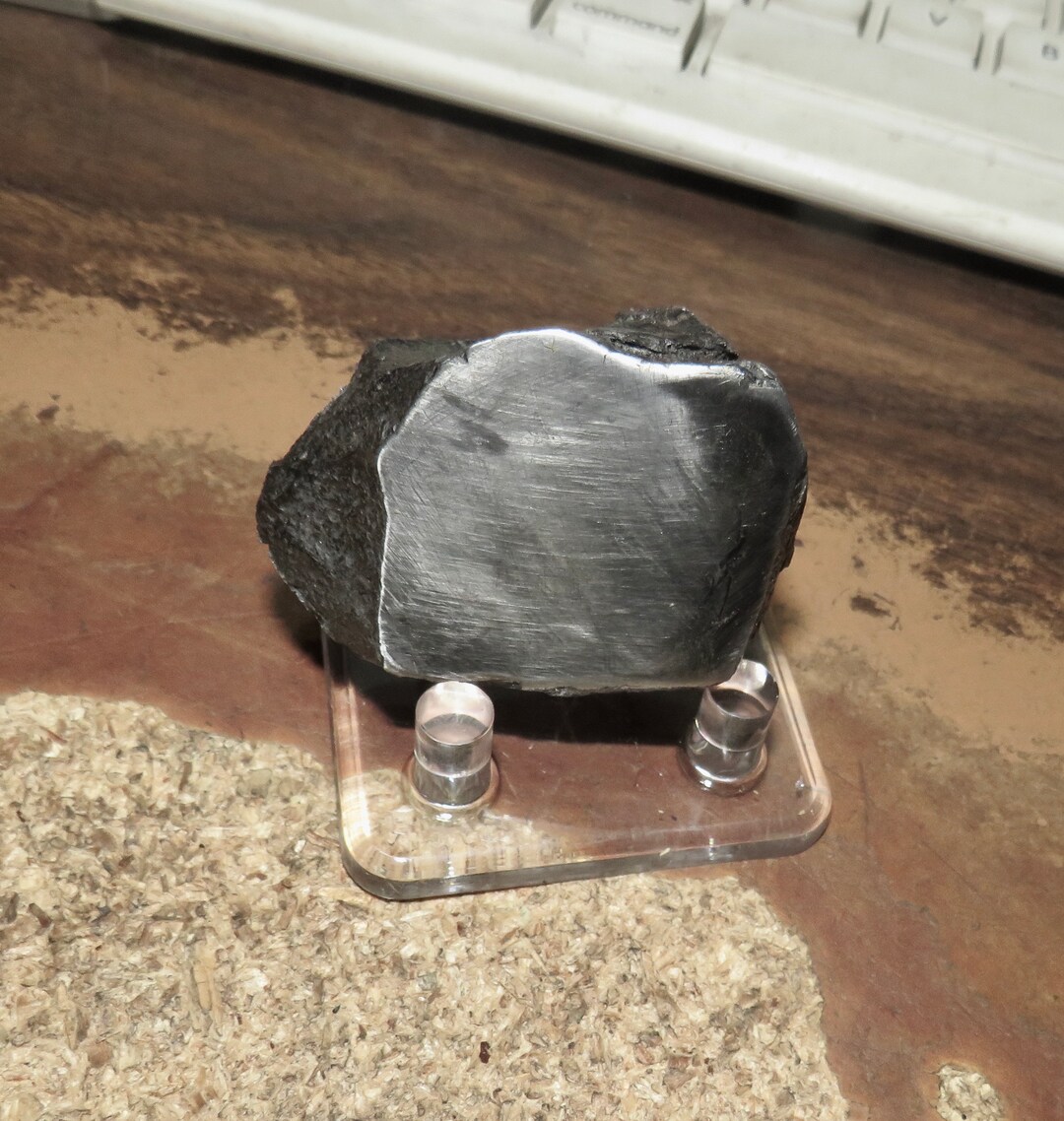 158 Gm Polished Gibeon Meteorite Slab With Acrylic Stand Iron Nickel ...