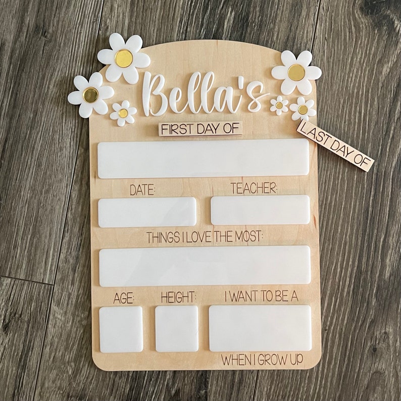 Personalized First Day of School Sign | Interchangeablefirst Day Last ...