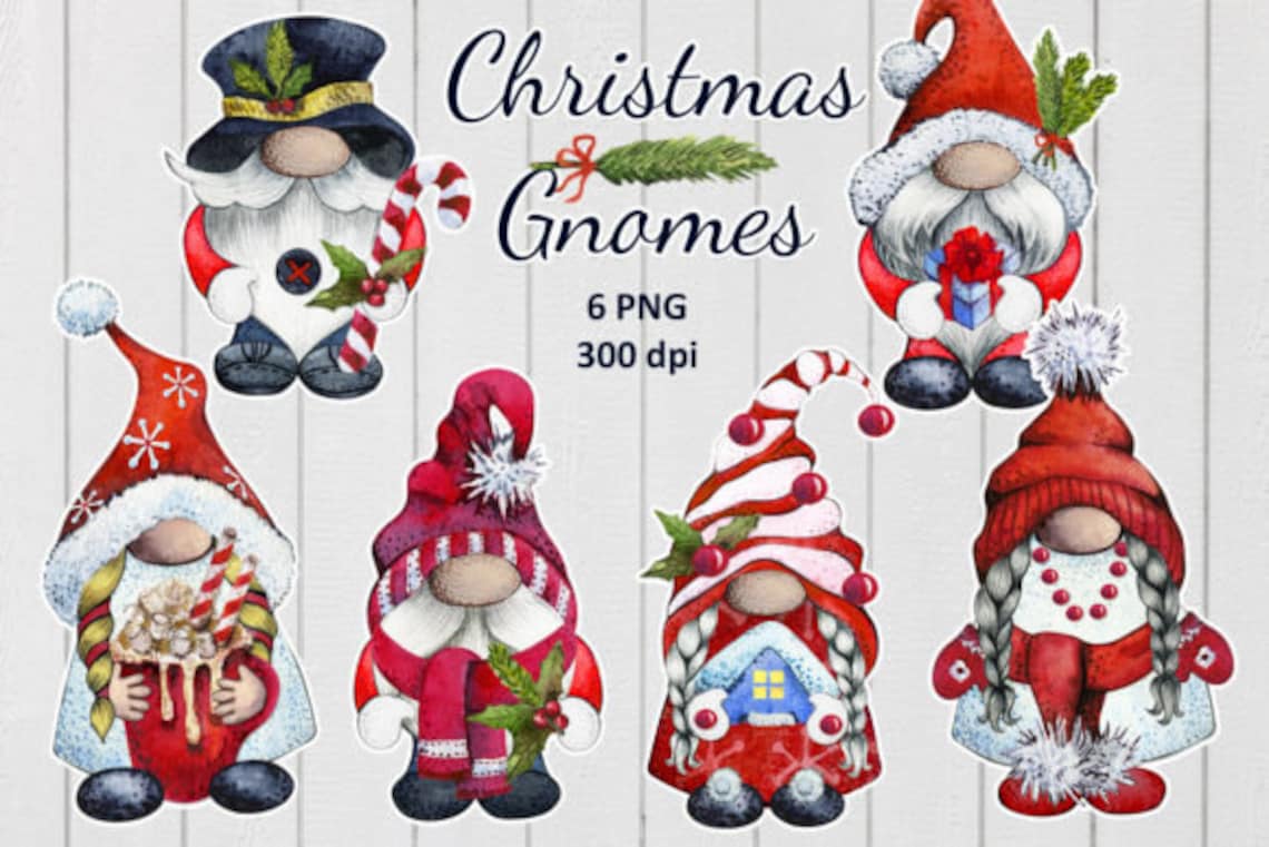 Christmas Gnomes Clipart, Christmas, New Year, Christmas Gnomes, Png - Etsy