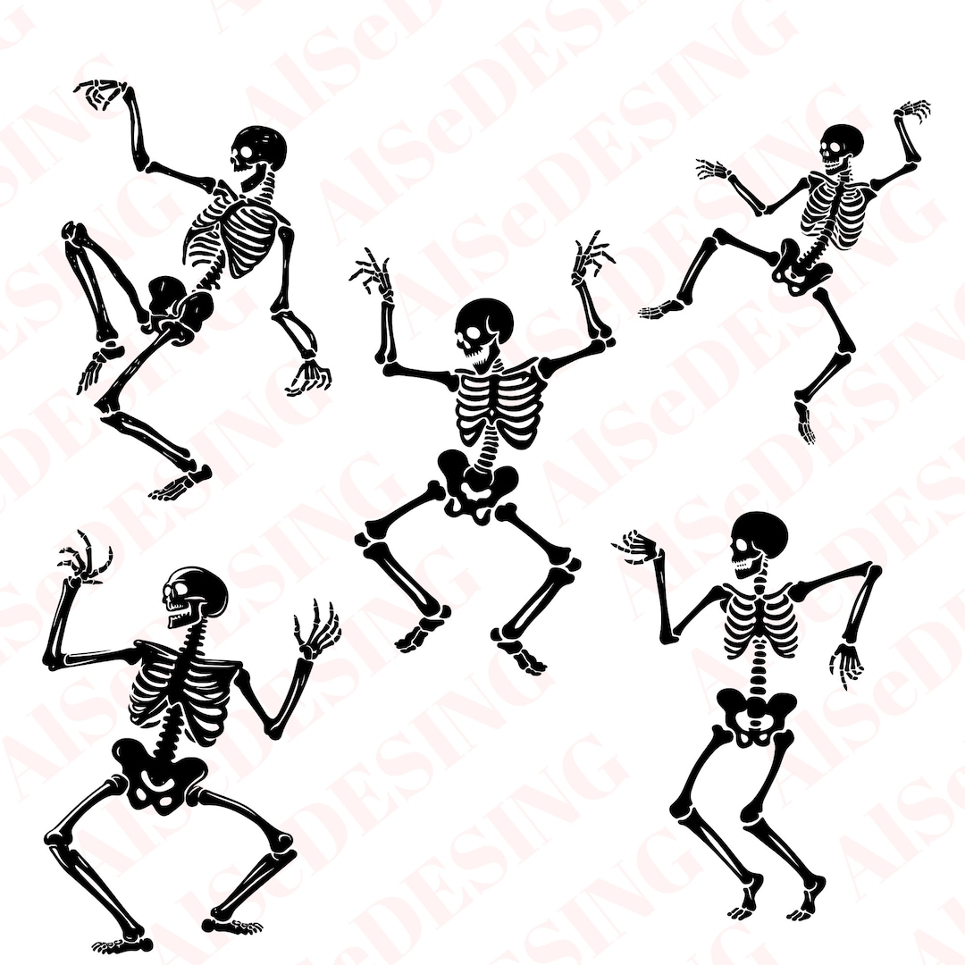 Skeleton Dancing Clipart Svg, Skeleton Dancing Bundle, Halloween Svg ...