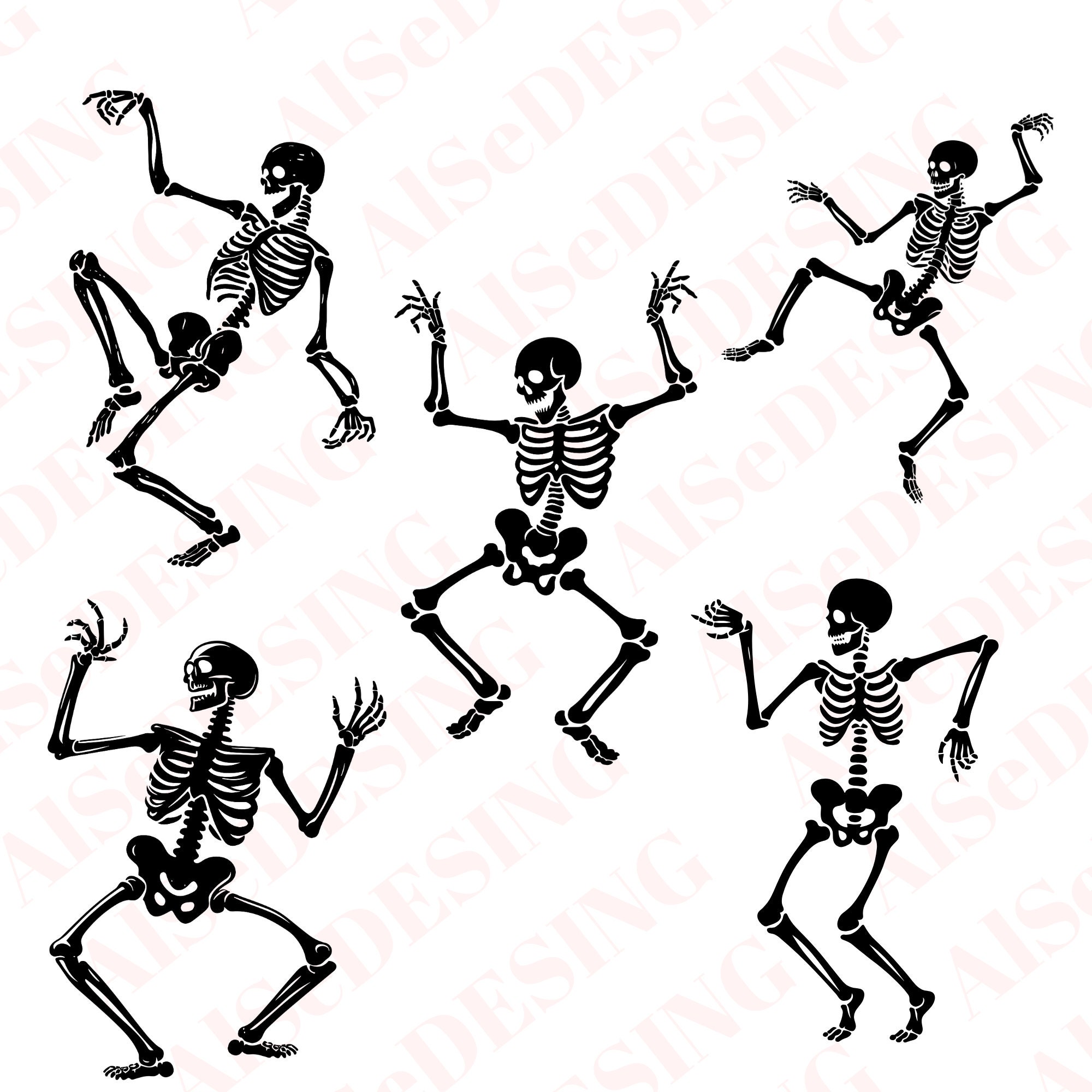 Skeleton Dancing Clipart Svg, Skeleton Dancing Bundle, Halloween Svg ...